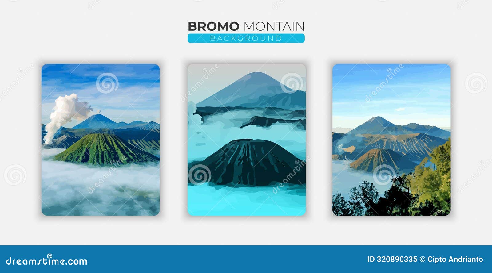 Illusttationof a View of Montain Bromo Background from Indonesia Stock ...