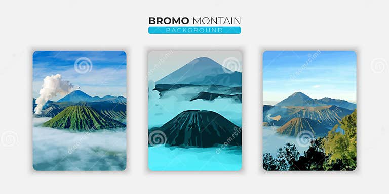 Illusttationof a View of Montain Bromo Background from Indonesia Stock ...