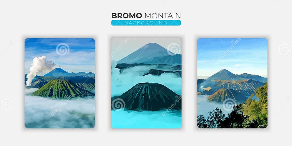 Illusttationof a View of Montain Bromo Background from Indonesia Stock ...