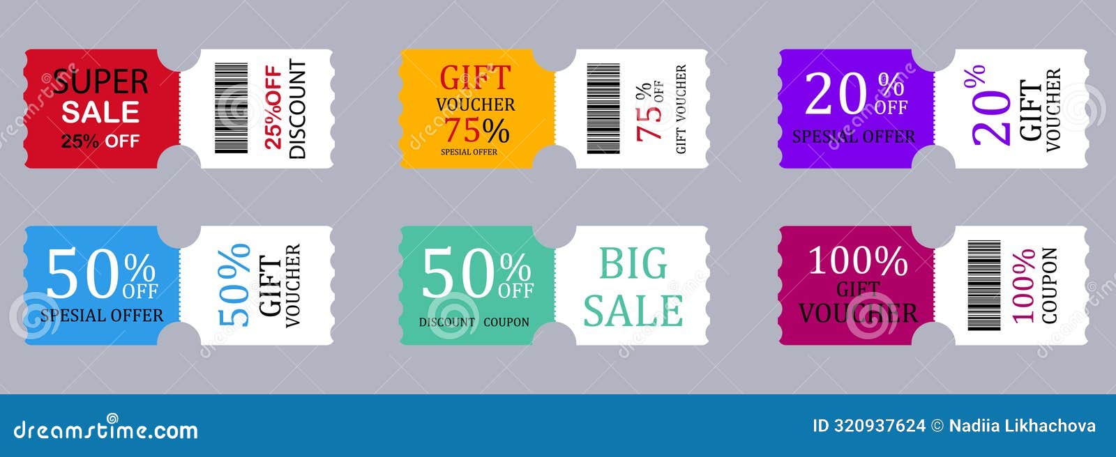 Collection of Vintage Vector Coupons, Gift Vouchers and Special Offers ...