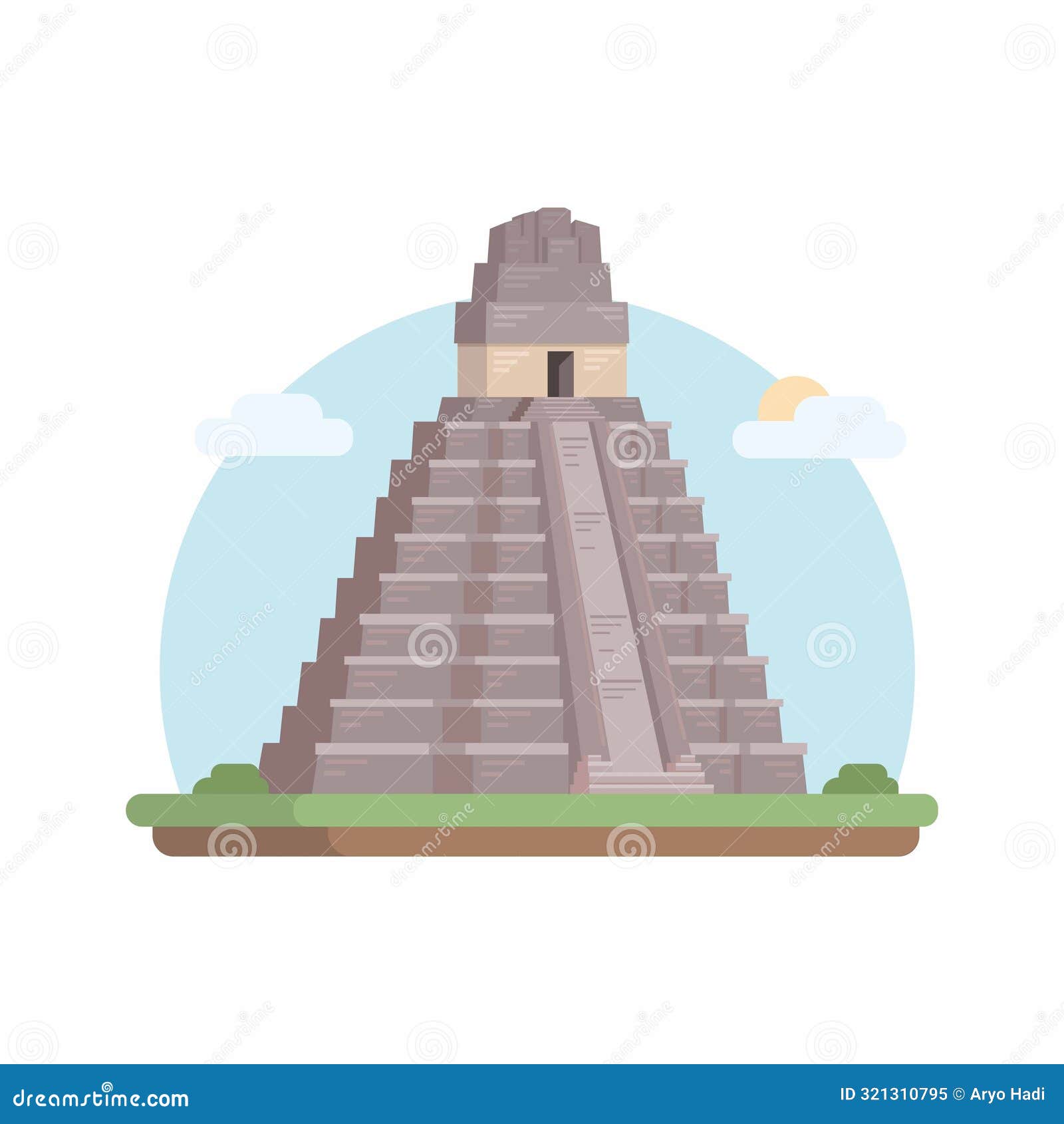Tikal Guatemala Landmark Illustration Vector Stock Vector ...