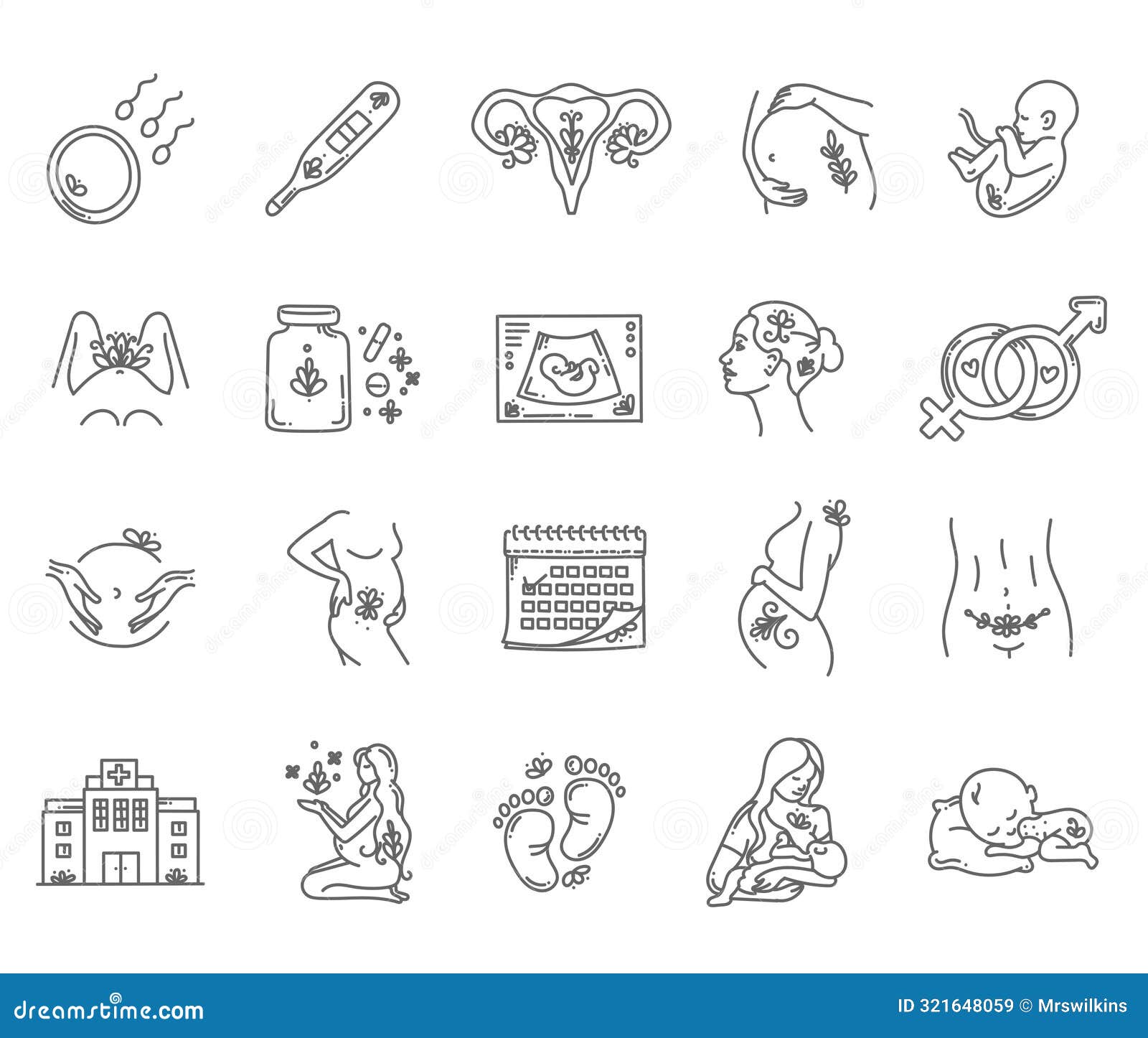 Pregnancy, Childbirth, Baby Icon Set Collection - Vector Illustration ...