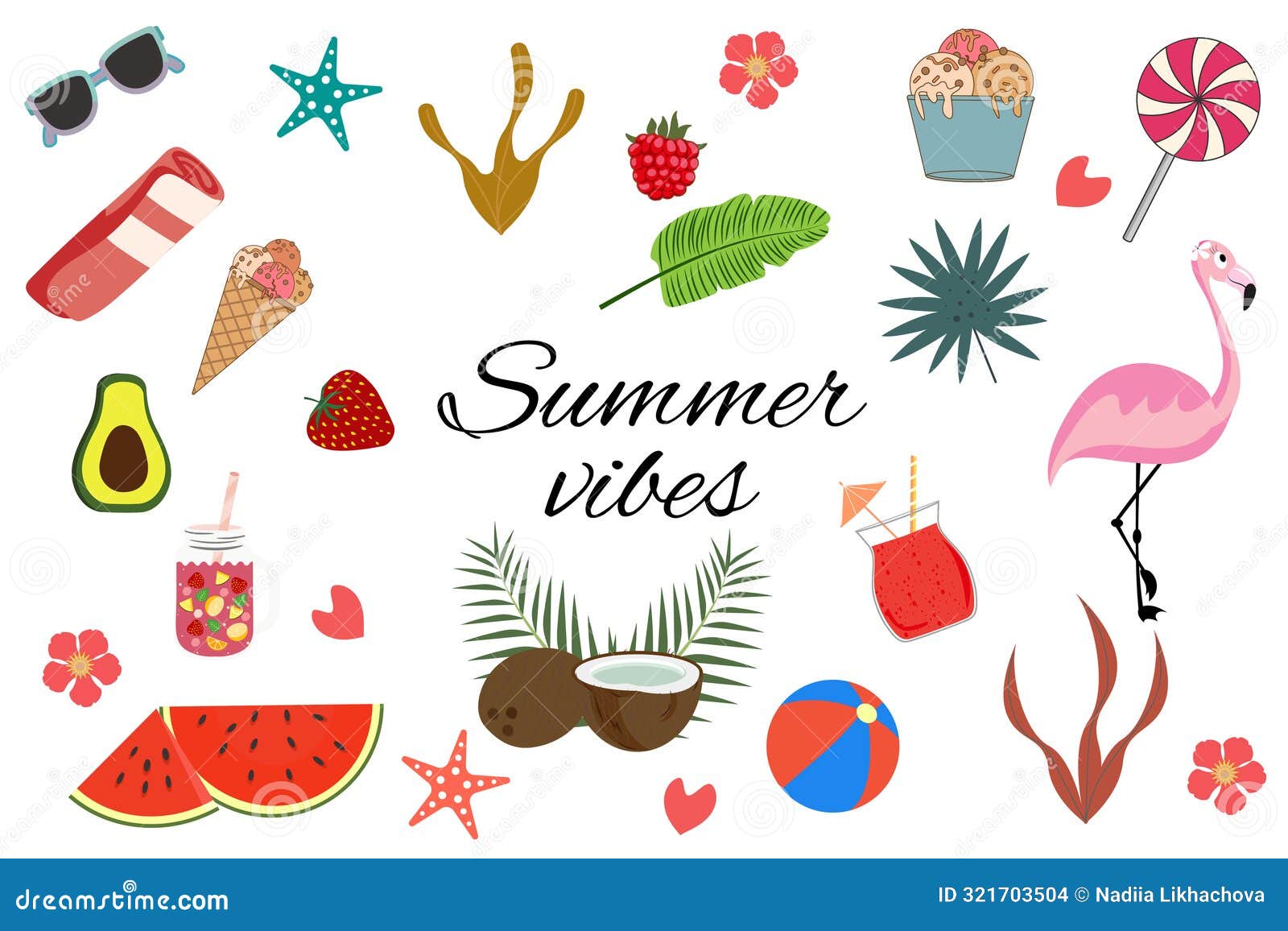 Set of Summer Stickers. Tropical Holiday Icons. Collection of Summer ...