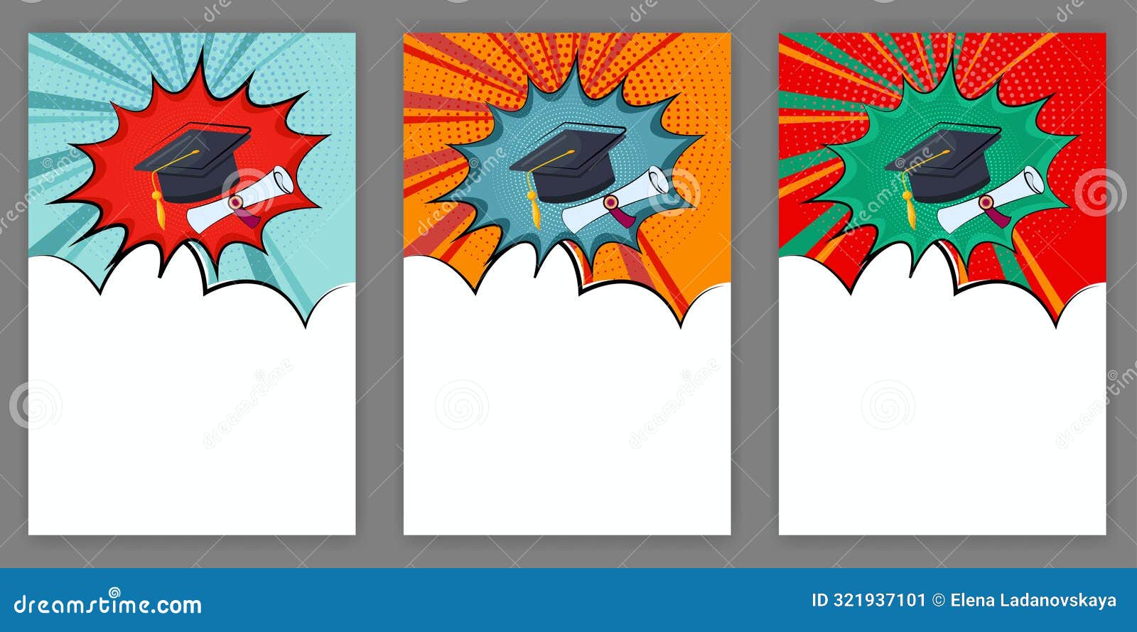 A Set of Three Posters for Graduation from University. Stock Vector ...
