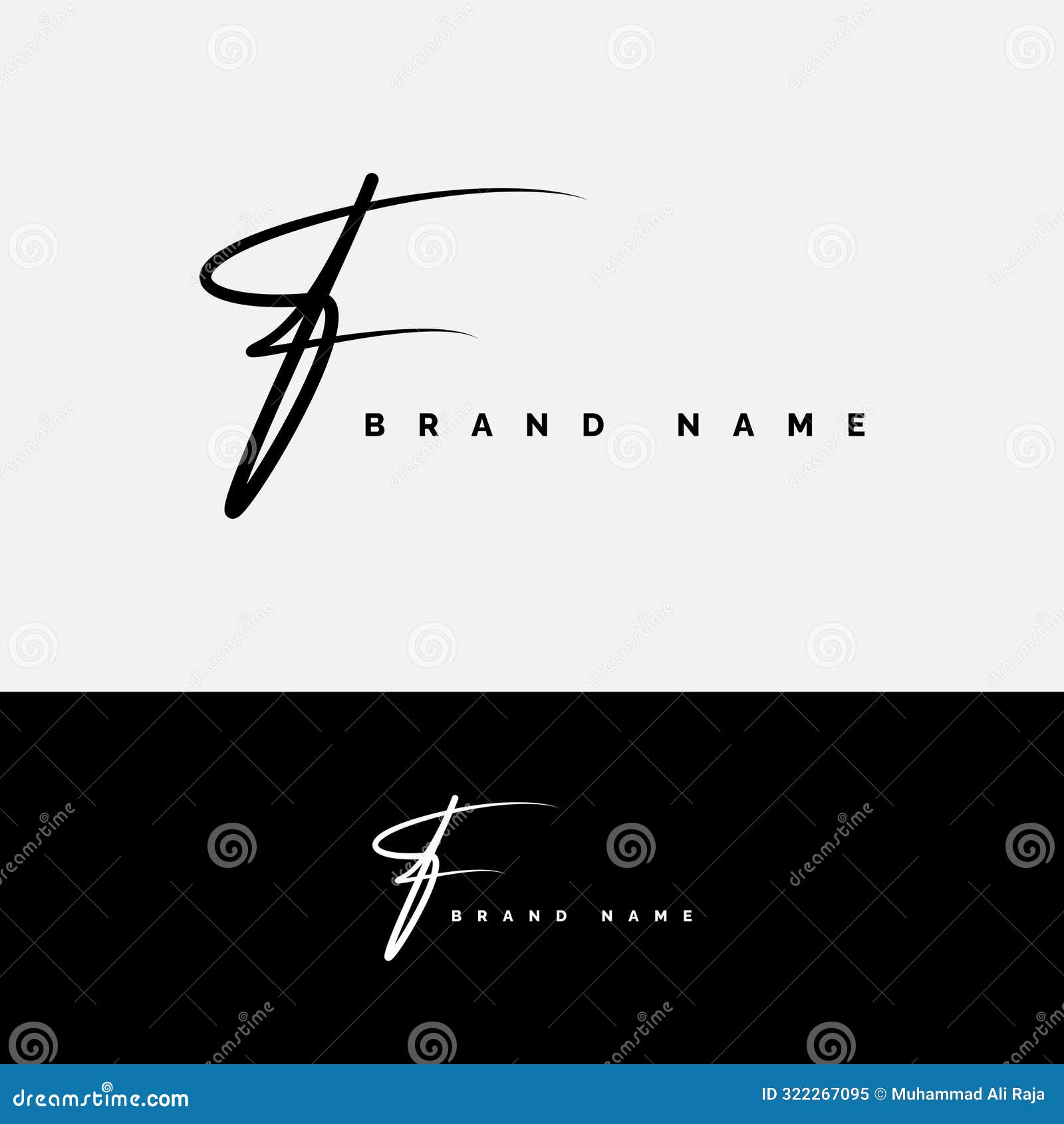 Letter F Signature Logo - Initial Alphabet for F - Handwritten F Logo ...