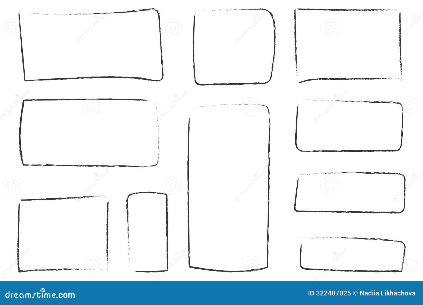 Handdrawn Doodle Grunge Square Highlights.Vector Charcoal Pen Rectangle ...