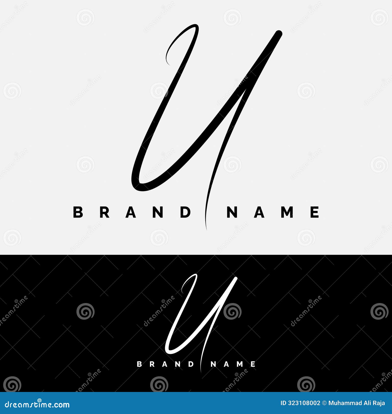 Letter U Signature Logo - Initial Alphabet for U - Handwritten U Logo ...
