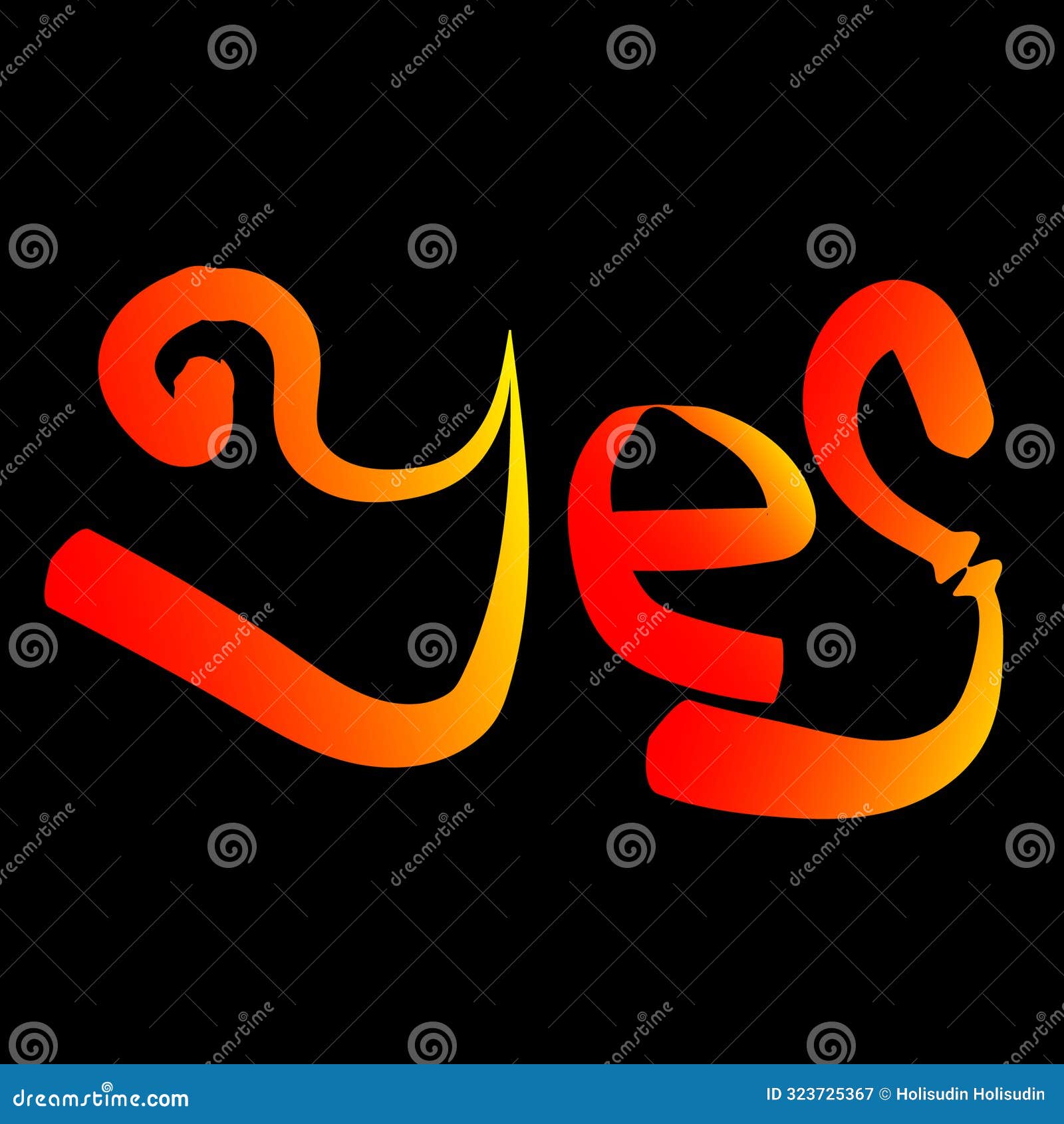 Handwritten yes text stock illustration. Illustration of sticker ...