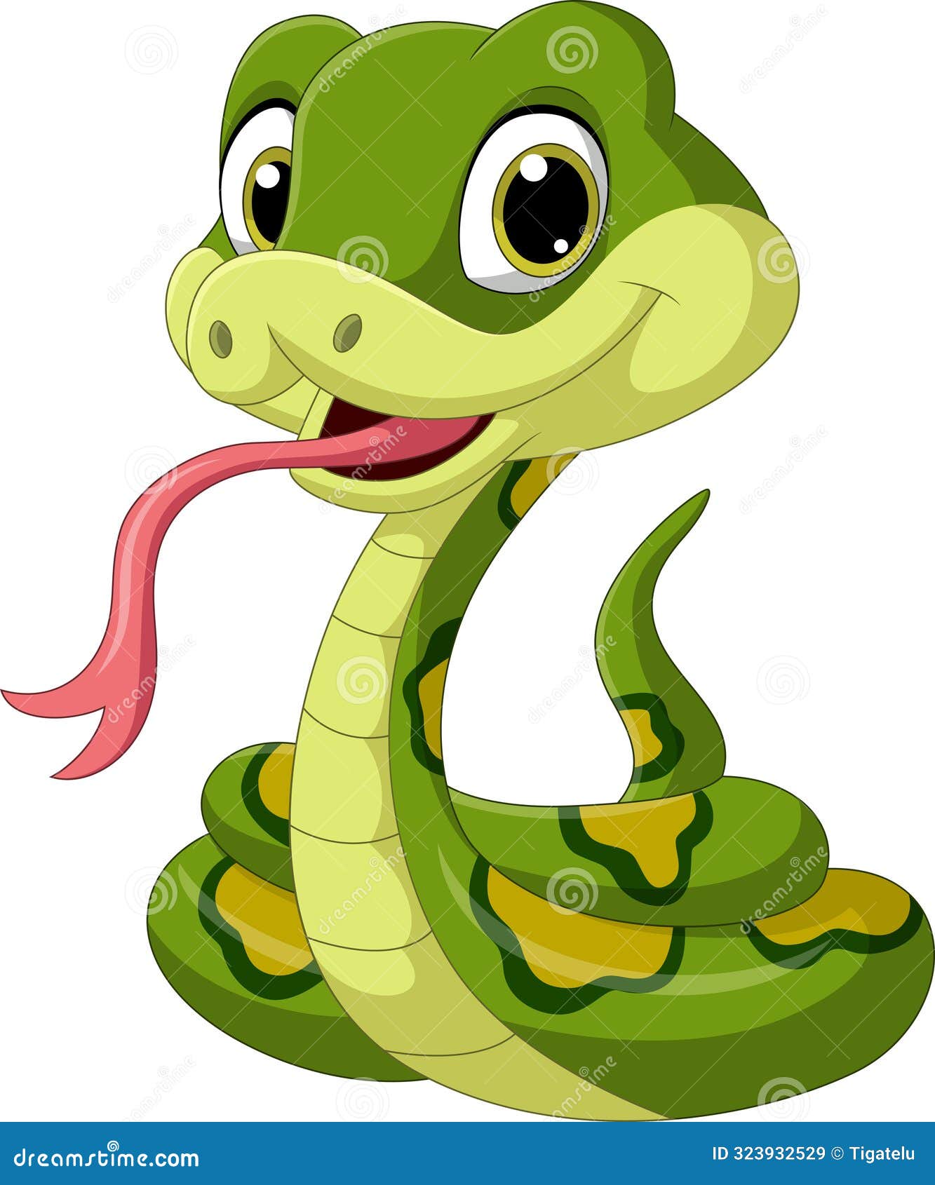 Green Snake And Outline - Cartoon Illustration | CartoonDealer.com ...