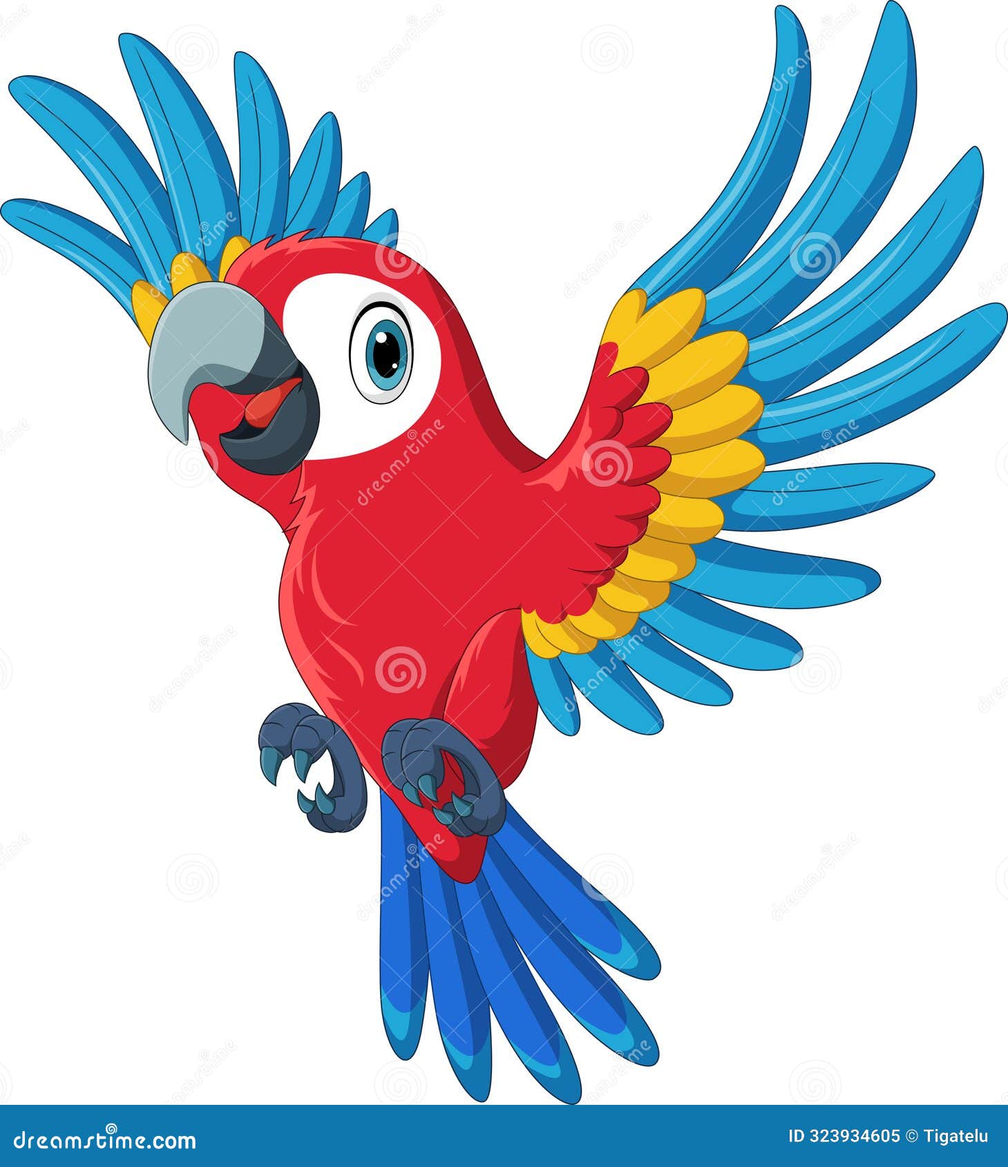 Illustration of Cartoon Macaw Bird Flying Stock Vector - Illustration ...