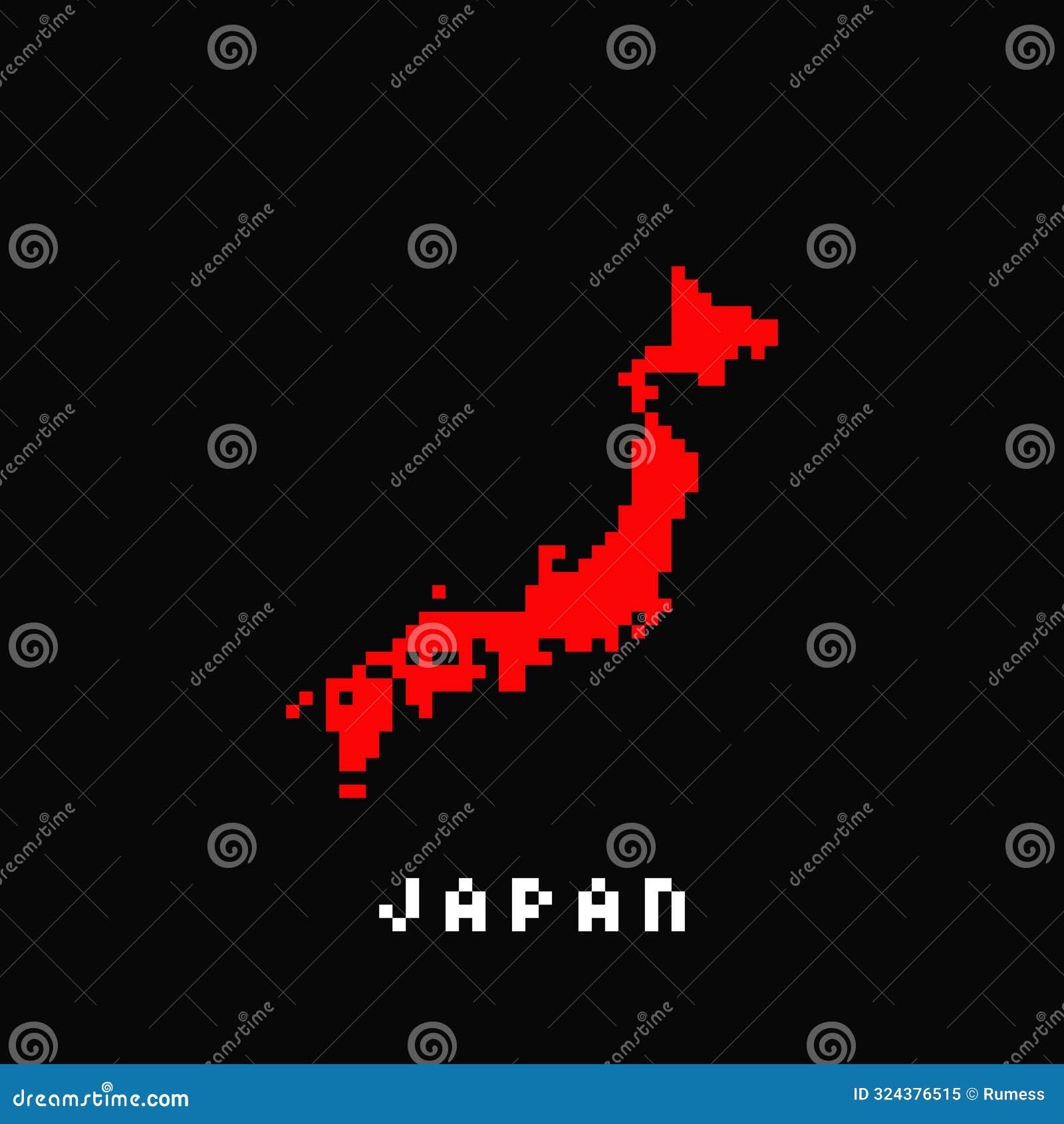 Japan Map Pixel Art Icon. Vector Illustration Stock Vector ...