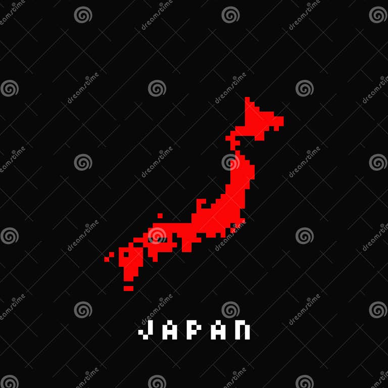 Japan Map Pixel Art Icon. Vector Illustration Stock Vector ...