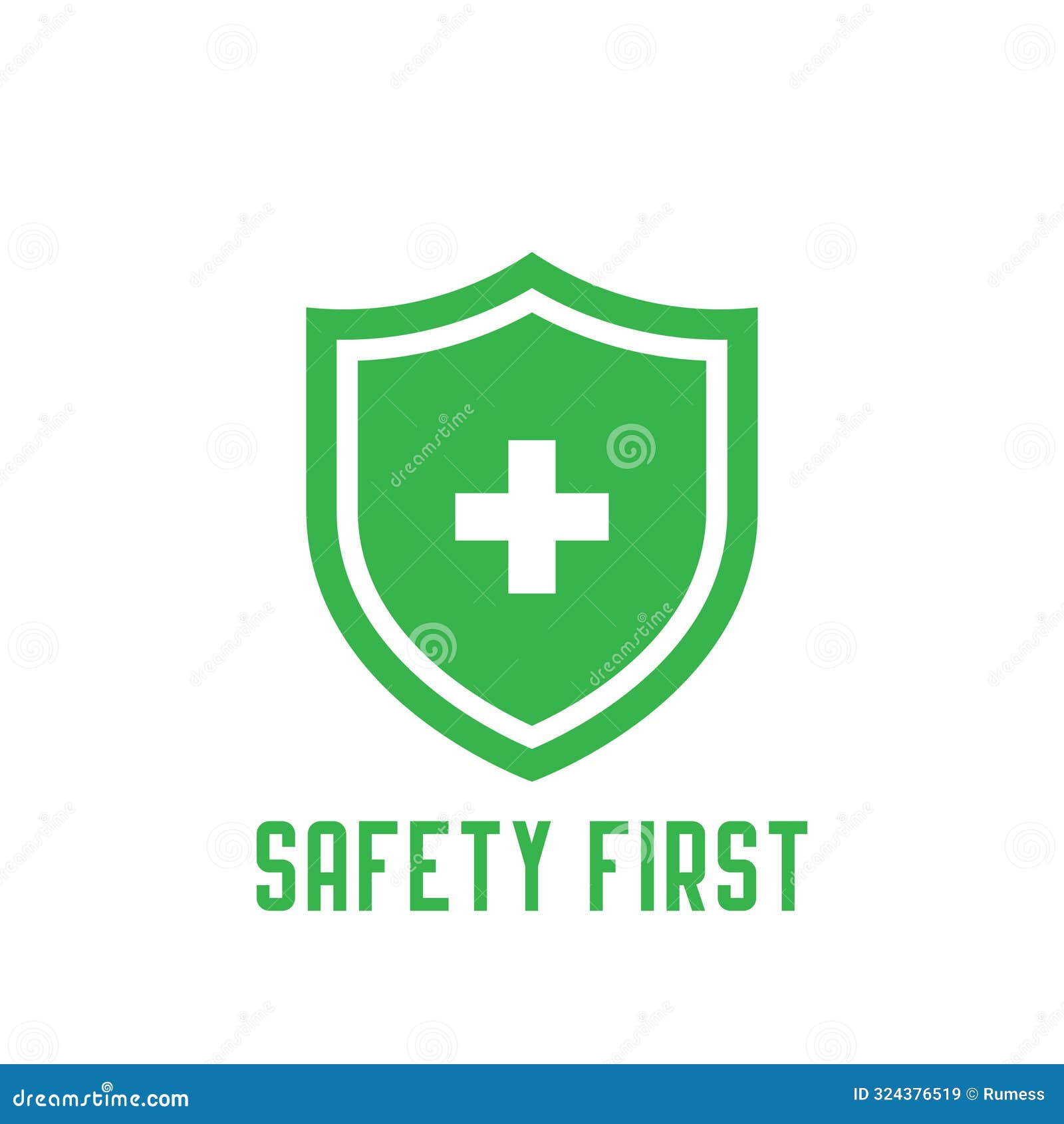 Safety First Green Shield Icon. Vector Illustration Stock Vector ...