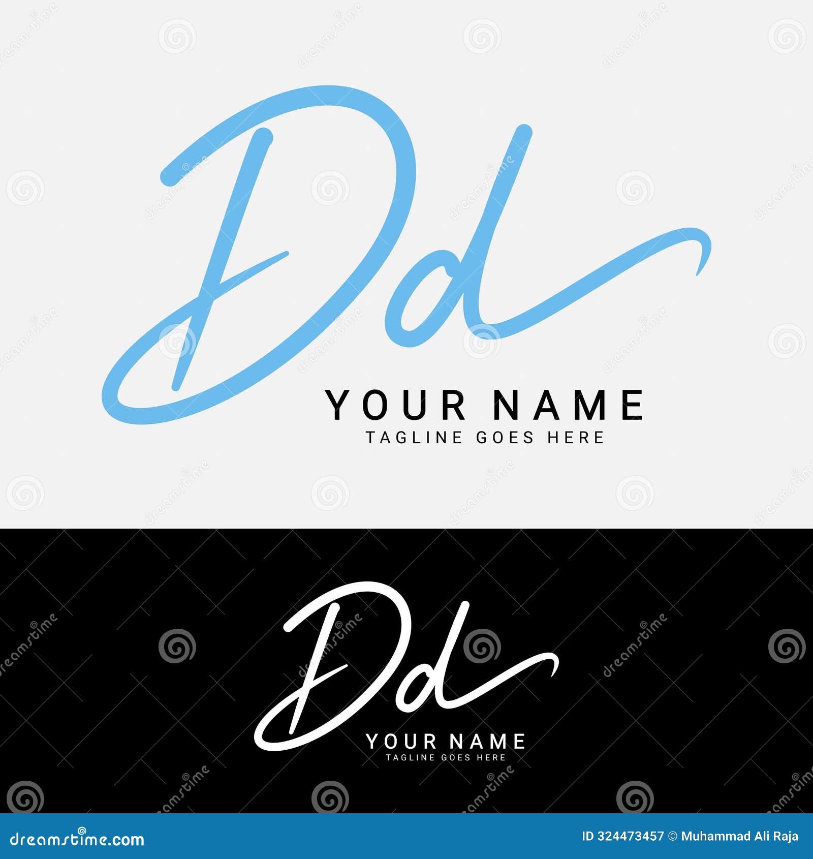 D, DD Initial Letter Logo. Alphabet DD Handwritten Signature Logo Stock ...