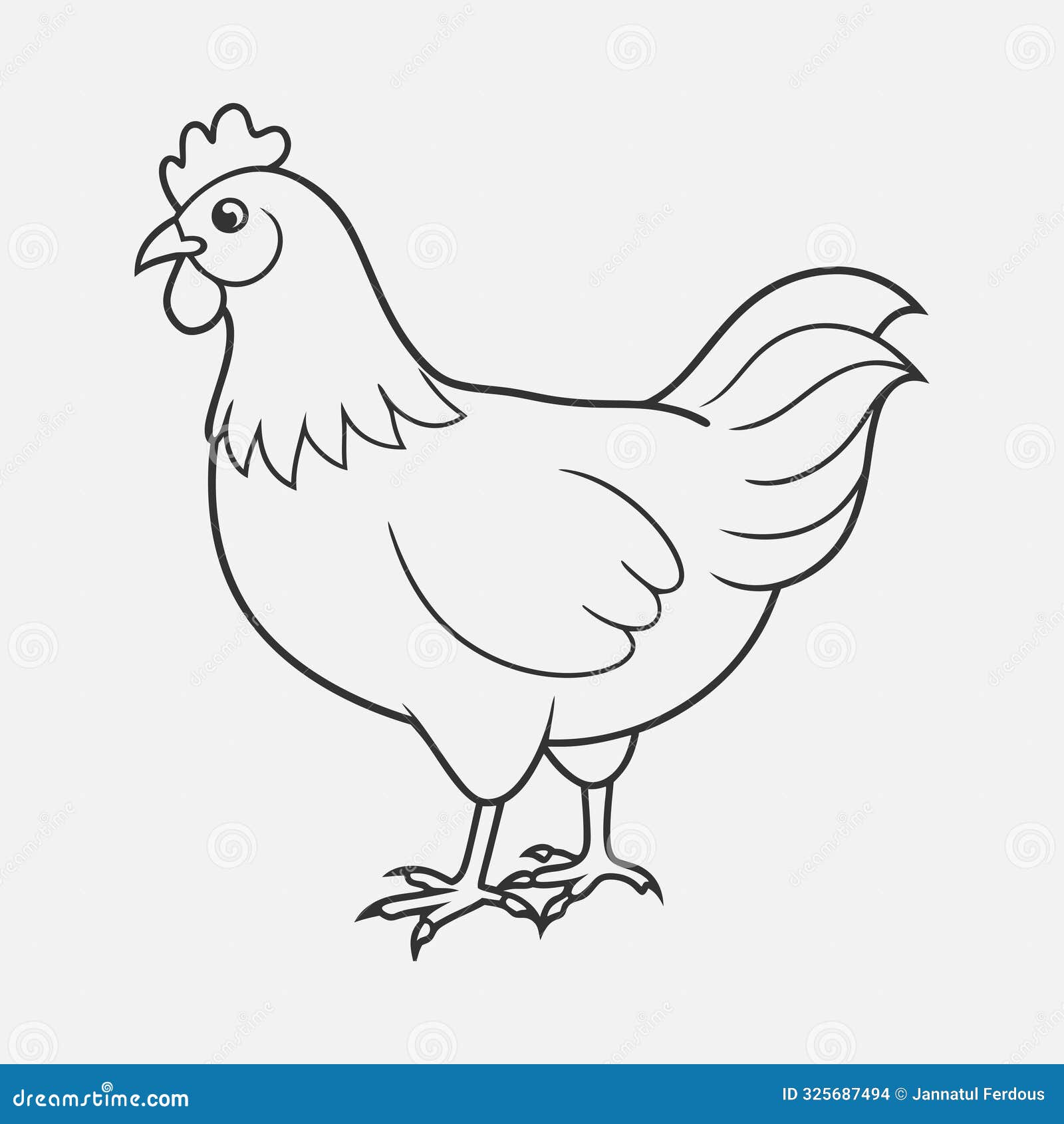 Elegant Hen Line Art Vector Illustration Stock Vector - Illustration of ...