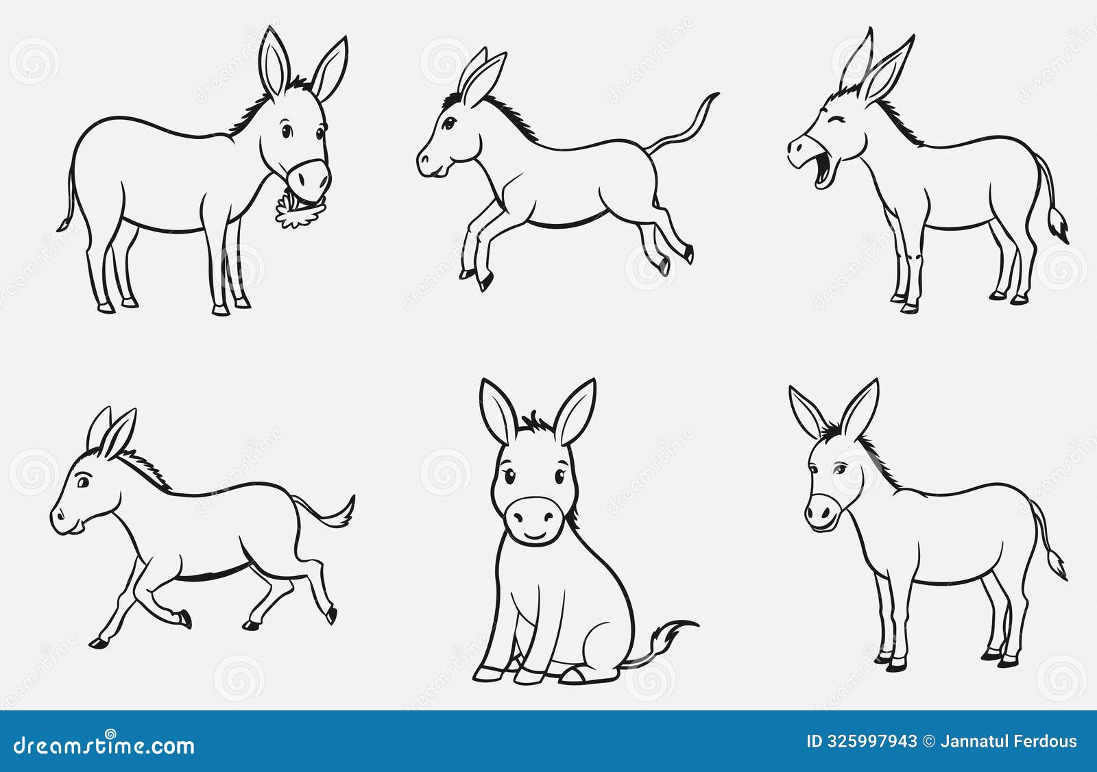 Donkey Line Art, Donkey Vector, Donkey Illustration, Donkey Drawing ...