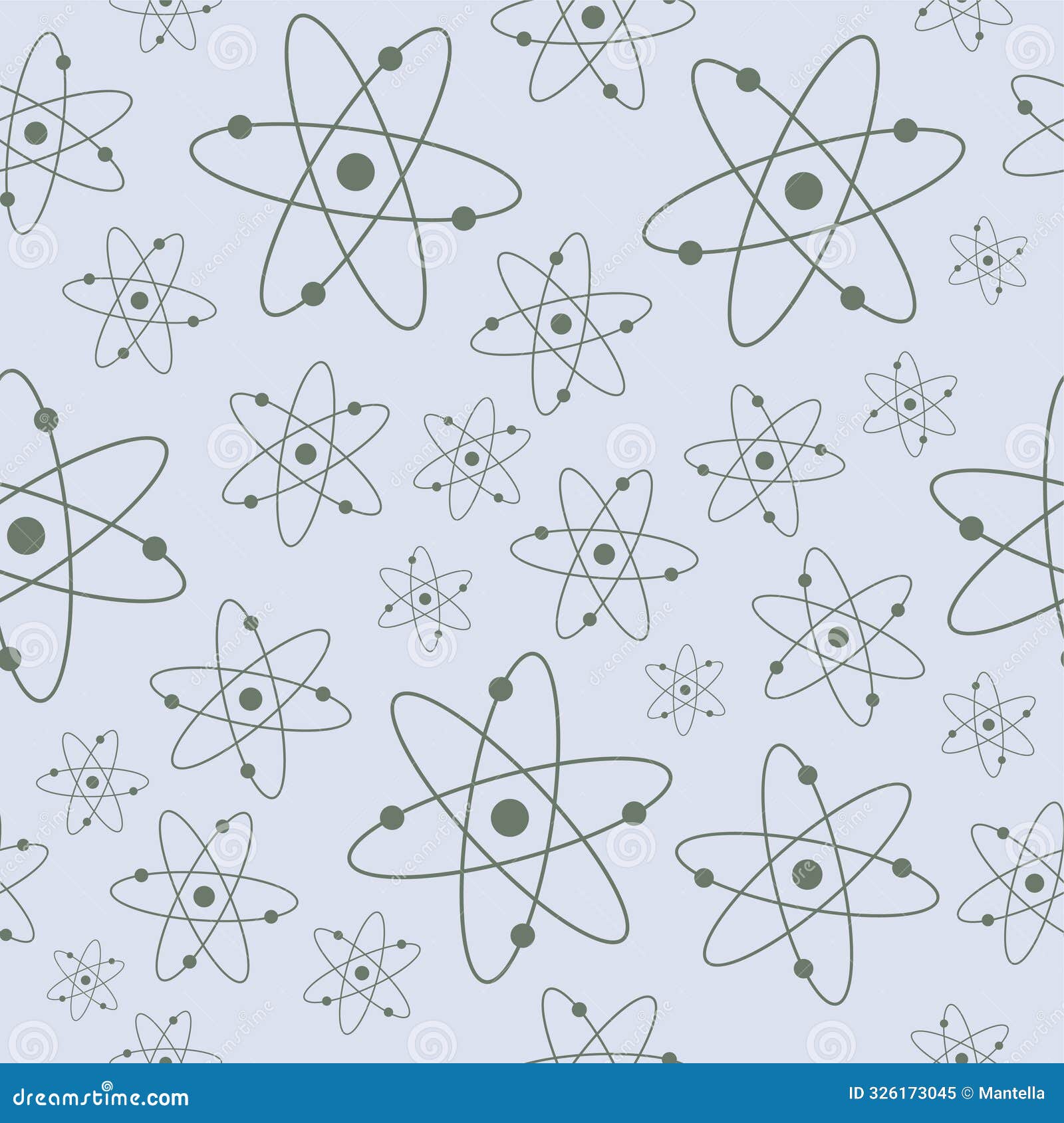 Scientific Seamless Pattern of Atoms on Gray Background Stock ...