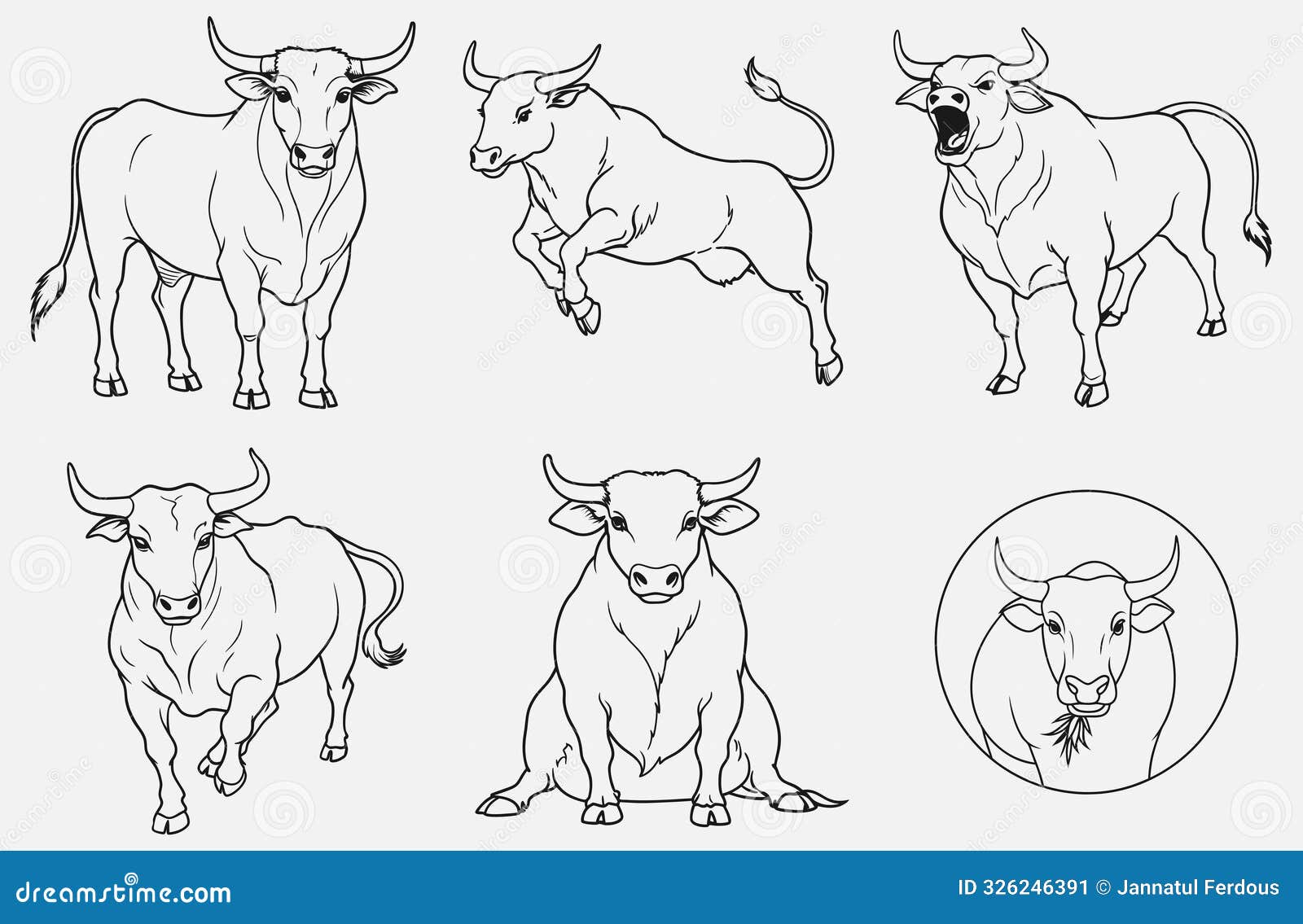 Bold Bull Line Art Set, Unleashing the Majestic Power of Minimalist ...