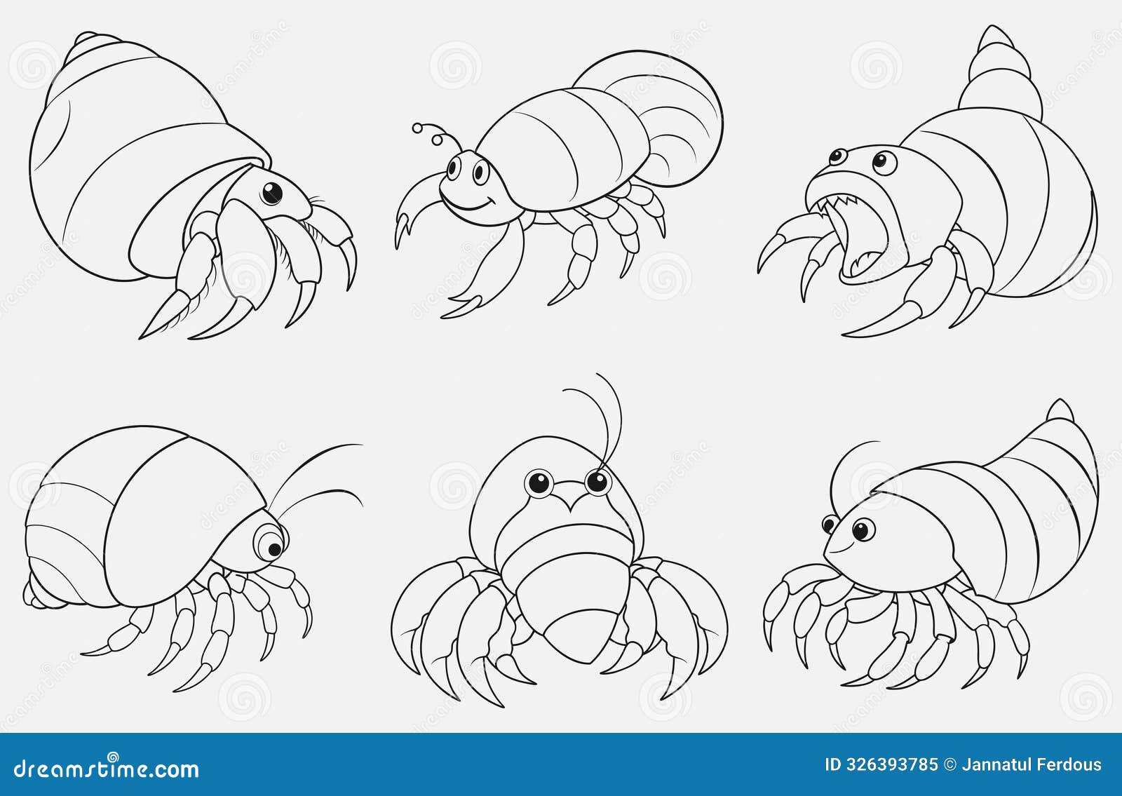 Hermit Crab Line Art Set ,Exquisite Illustrations for Creative Projects ...