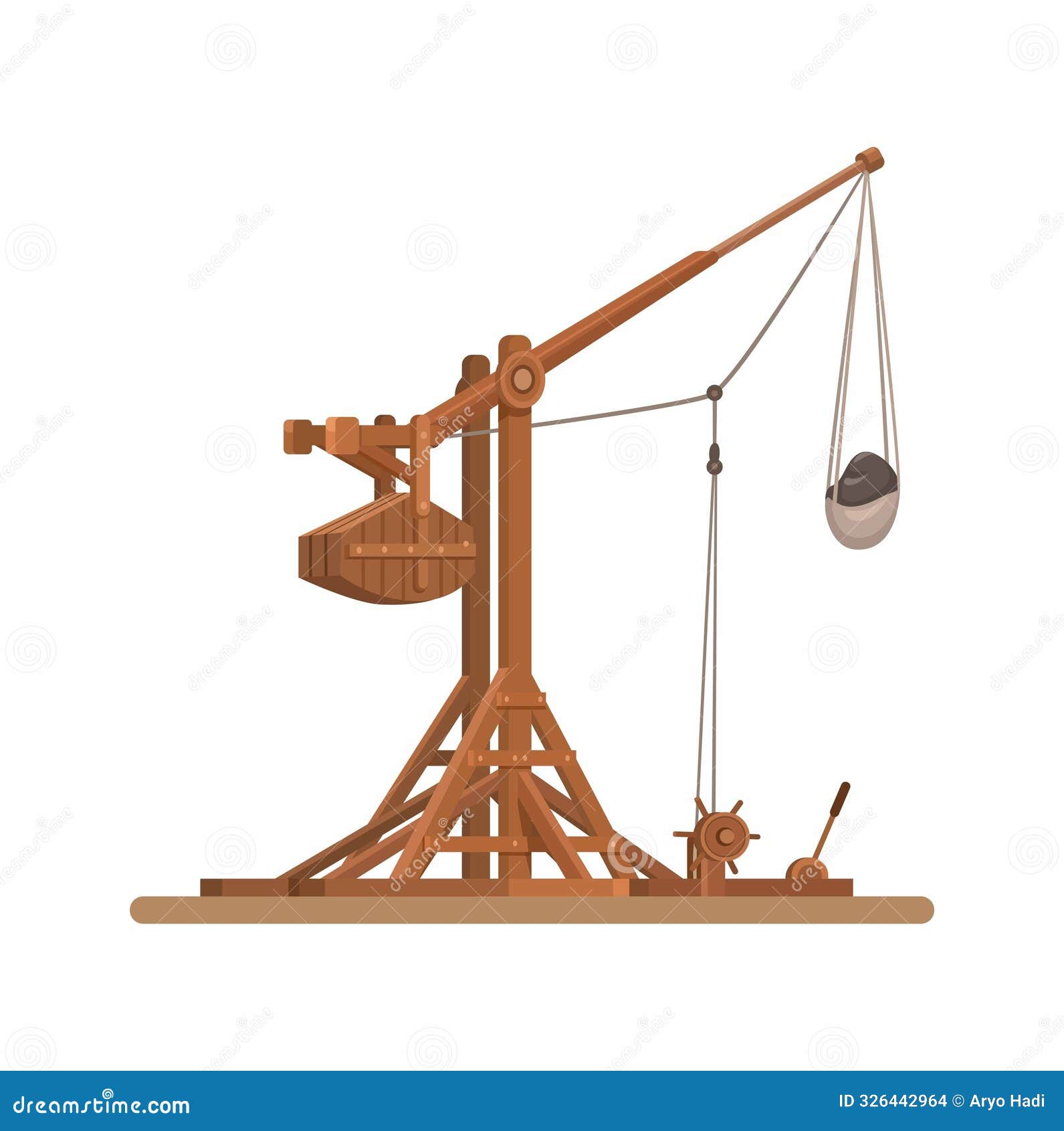 Medieval Trebuchet Isolated On White Background. 3D Illustration ...