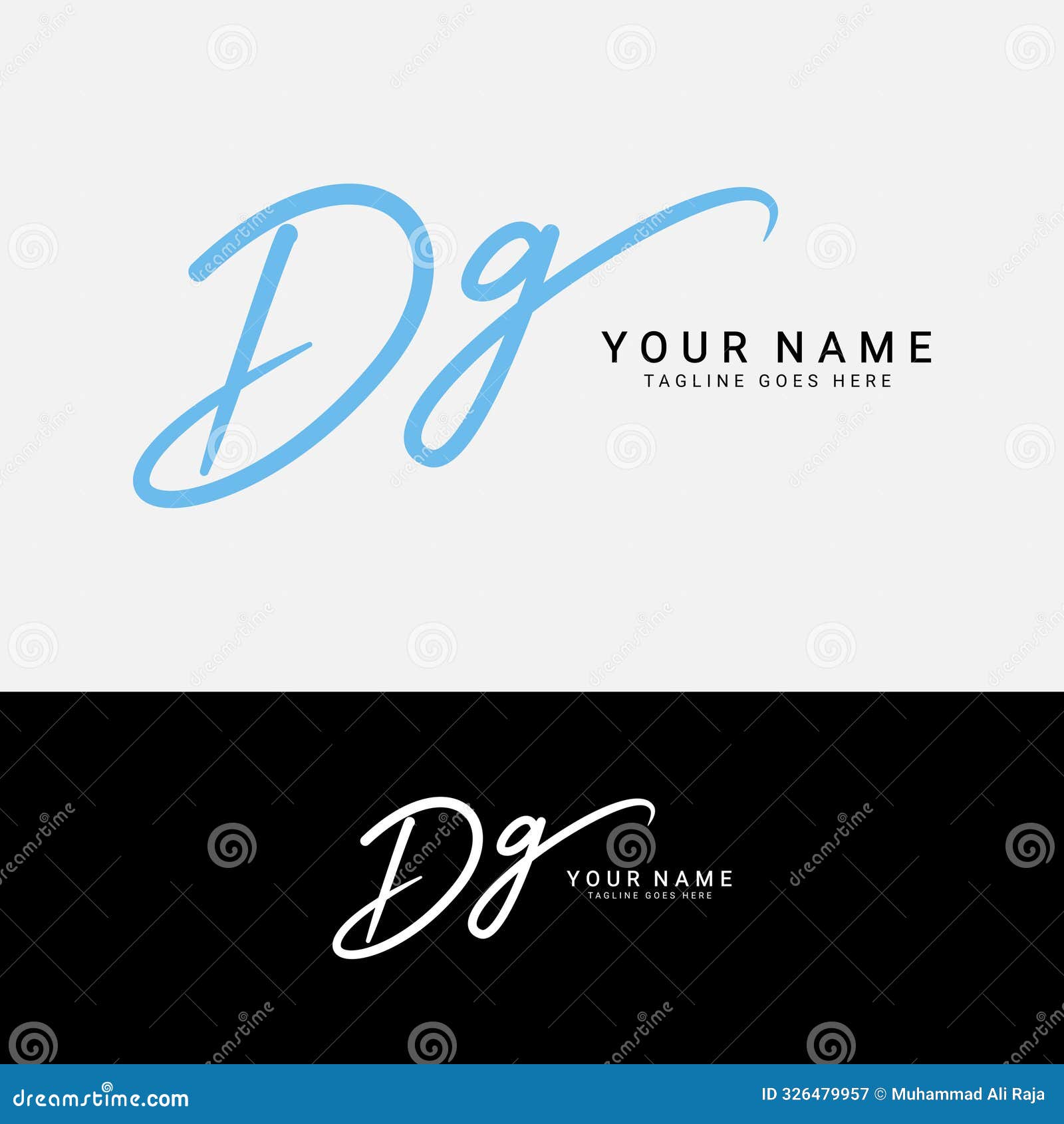 D, G, DG Initial Letter Logo. Alphabet DG Handwritten Signature Logo ...