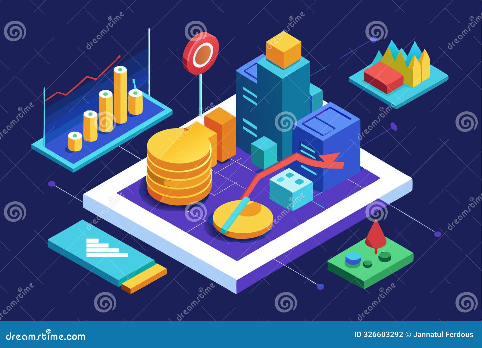 Stunning Investment Data Isometric Illustrations Vector for Financial ...
