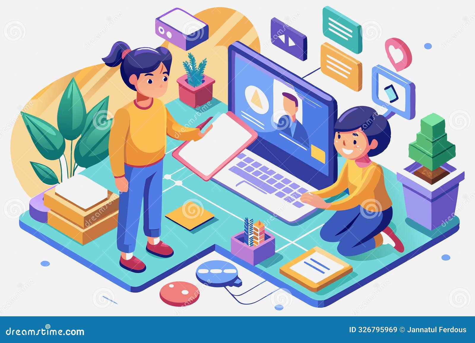 Collaborative Blog Design: a Boy and a Girl Creating Isometric ...