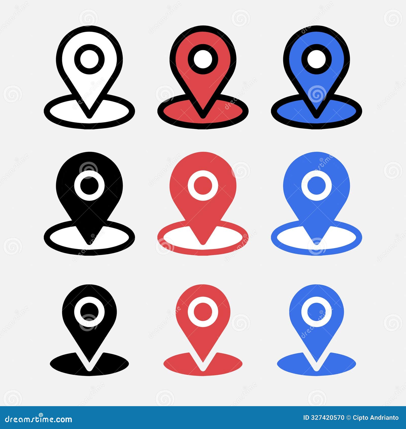Flat Design Location Ins Multiple Colours Illustration Stock Vector ...