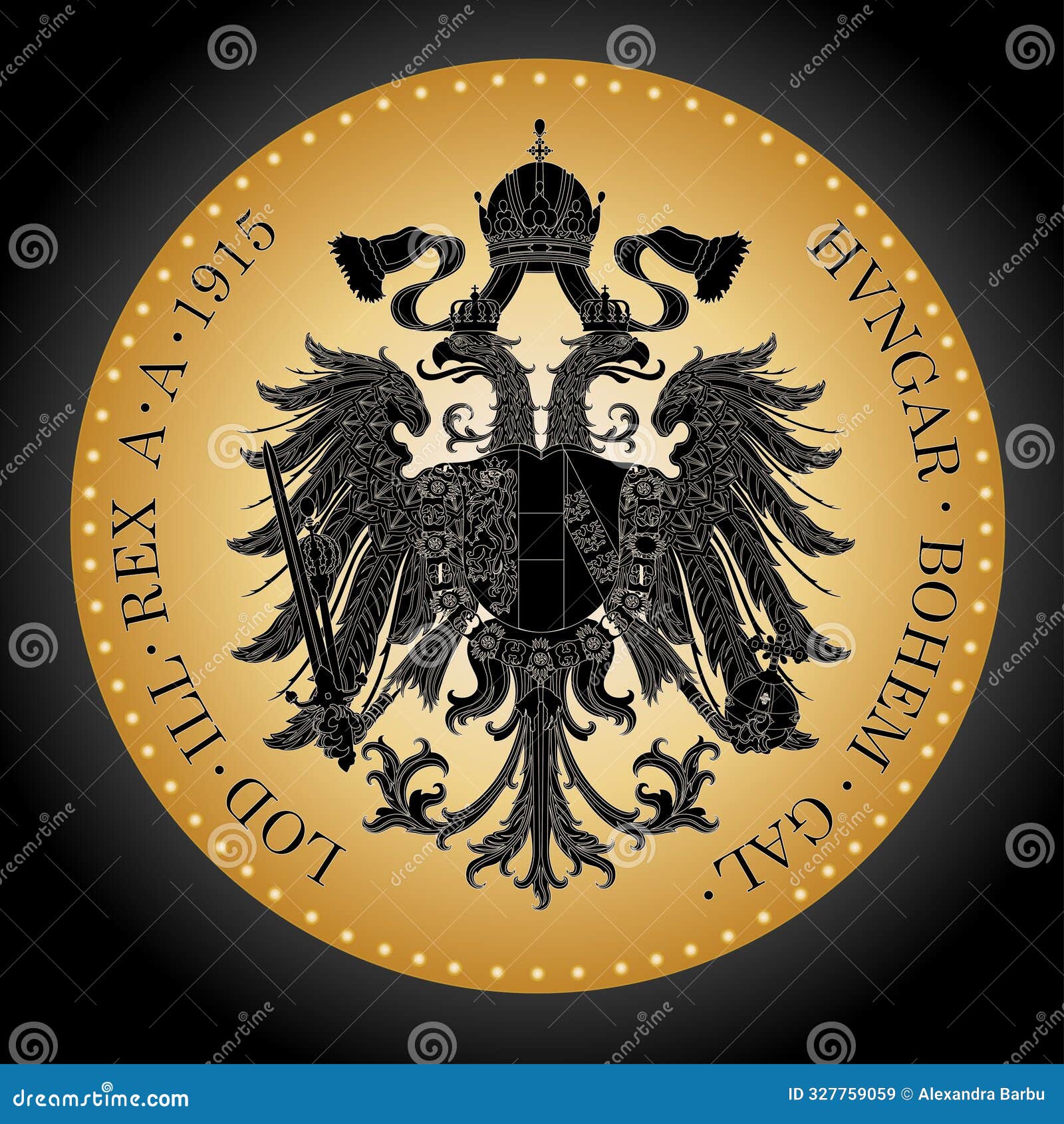 1915 Austrian 1 Ducat Gold Coin, 1 Ducat Austrian, Dutch Gold Coin, Austrian Double-headed Eagle ...