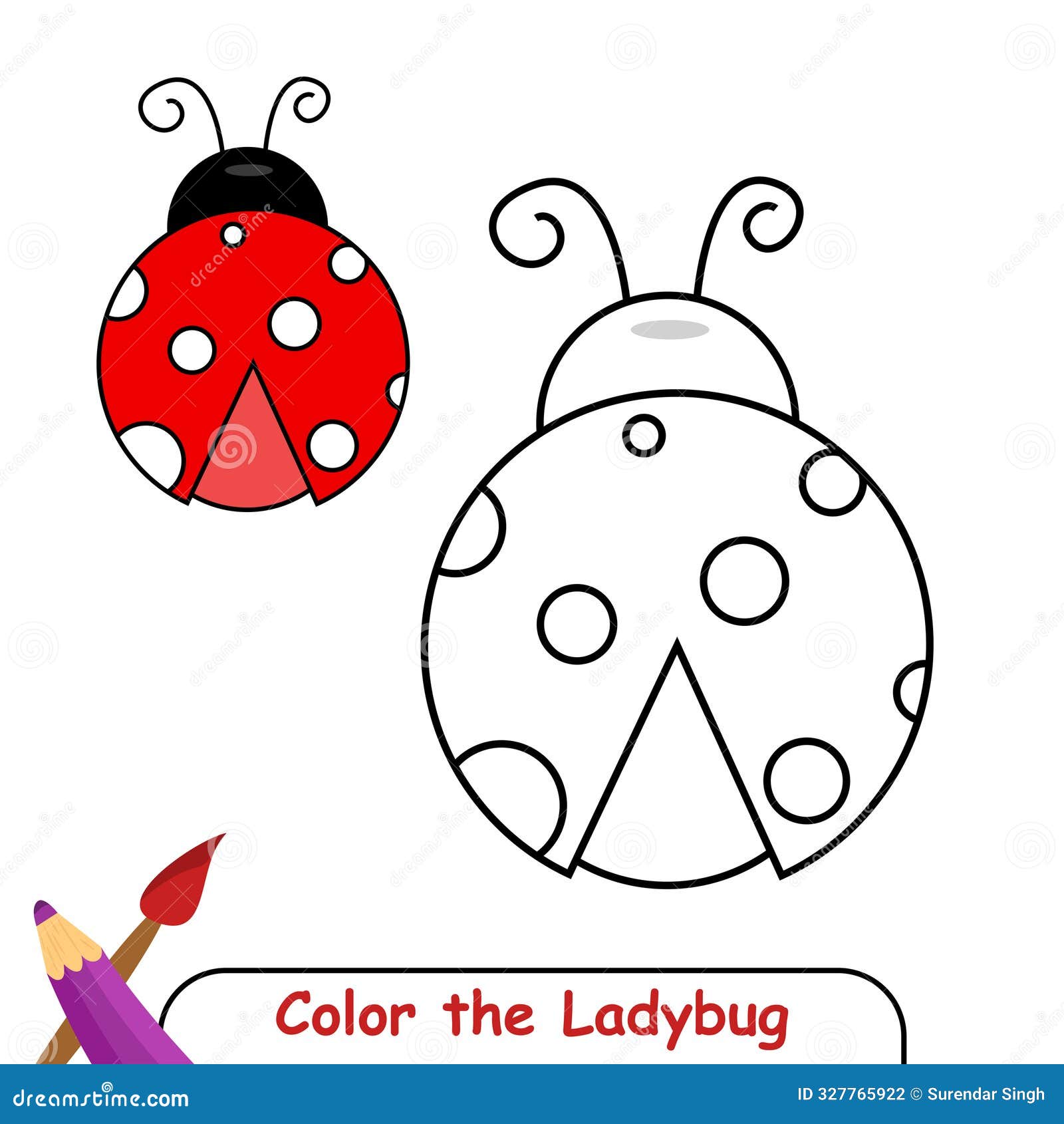 Color the Ladybug Drawing Illustration. Coloring Book for Kids Stock ...