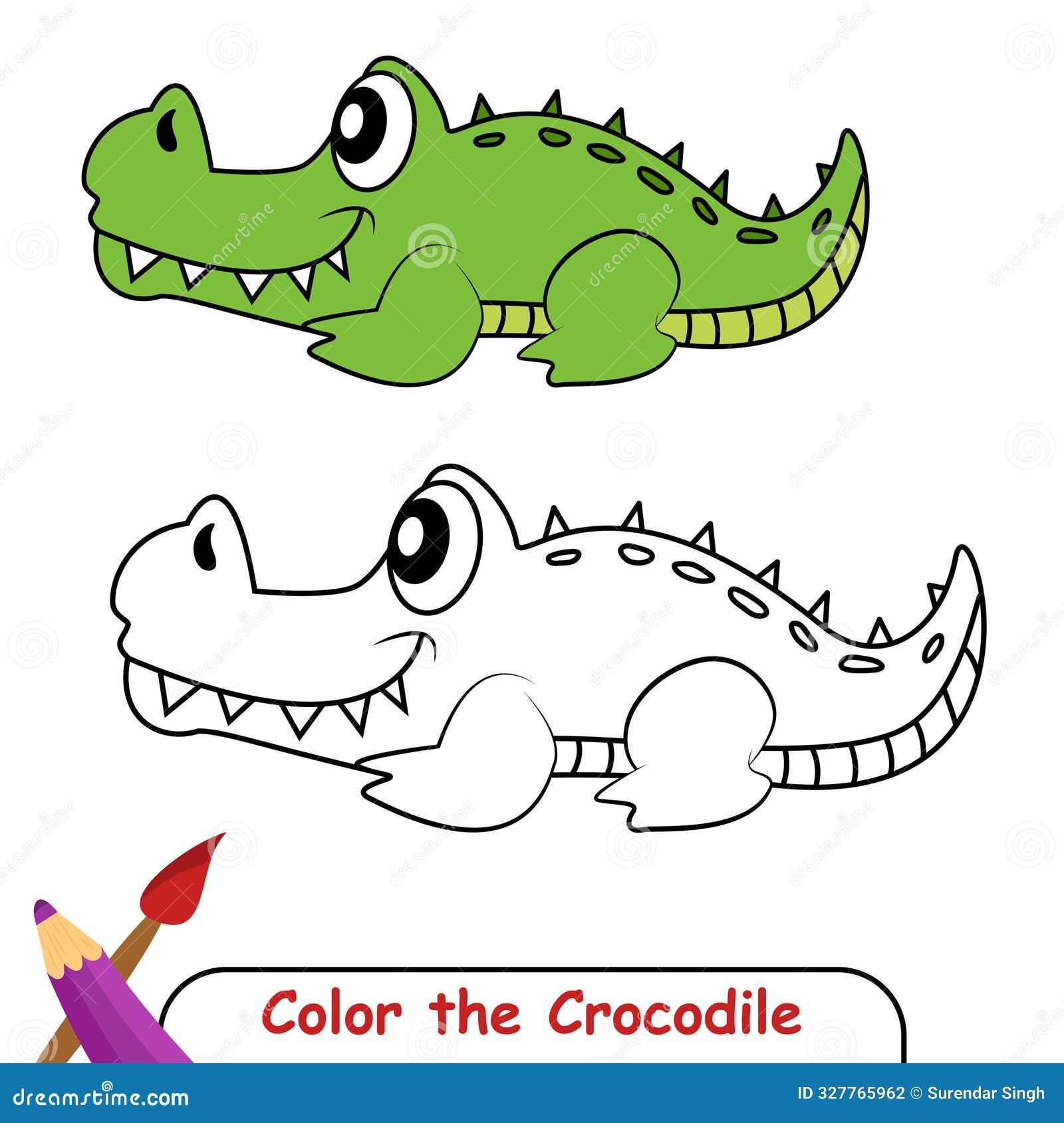 Color the Baby Crocodile Drawing Illustration. Coloring Book for Kids ...