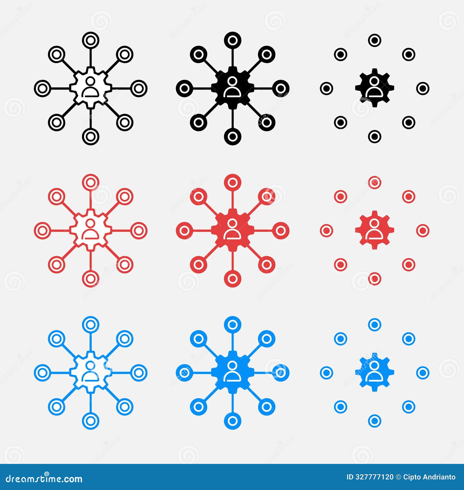 Flat Design Multi Channel Icon Set Collection with Black, Red and Blue ...