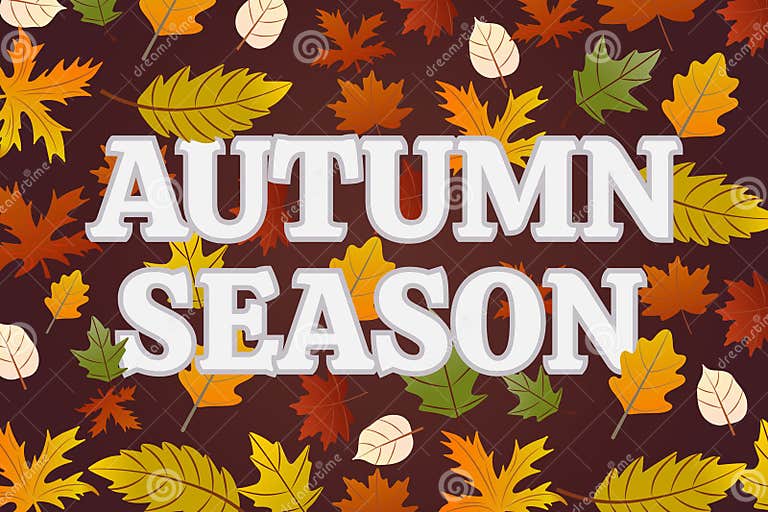 Autumn Season. Greeting Card with Bright Autumn Leaves on a Dark ...