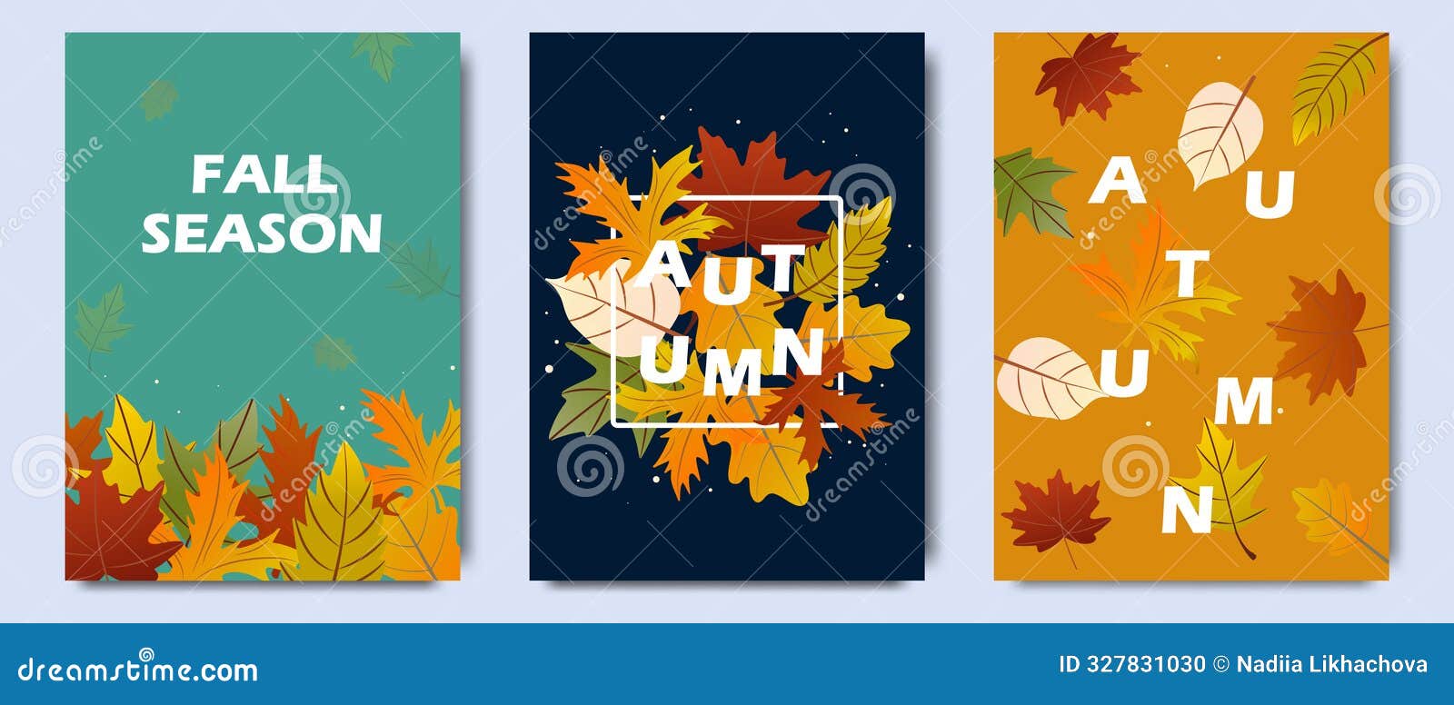 Autumn Background, Banner or Flyer Design. Set of Colorful Autumn ...