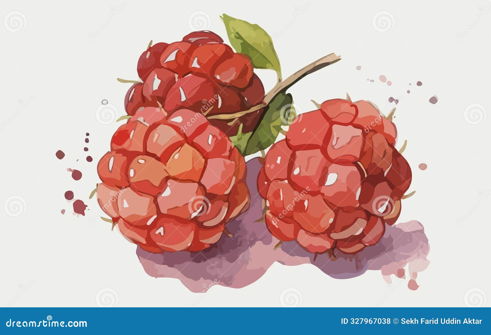 Raspberries Fruits Watercolor Art and Illustration Generative AI Stock ...