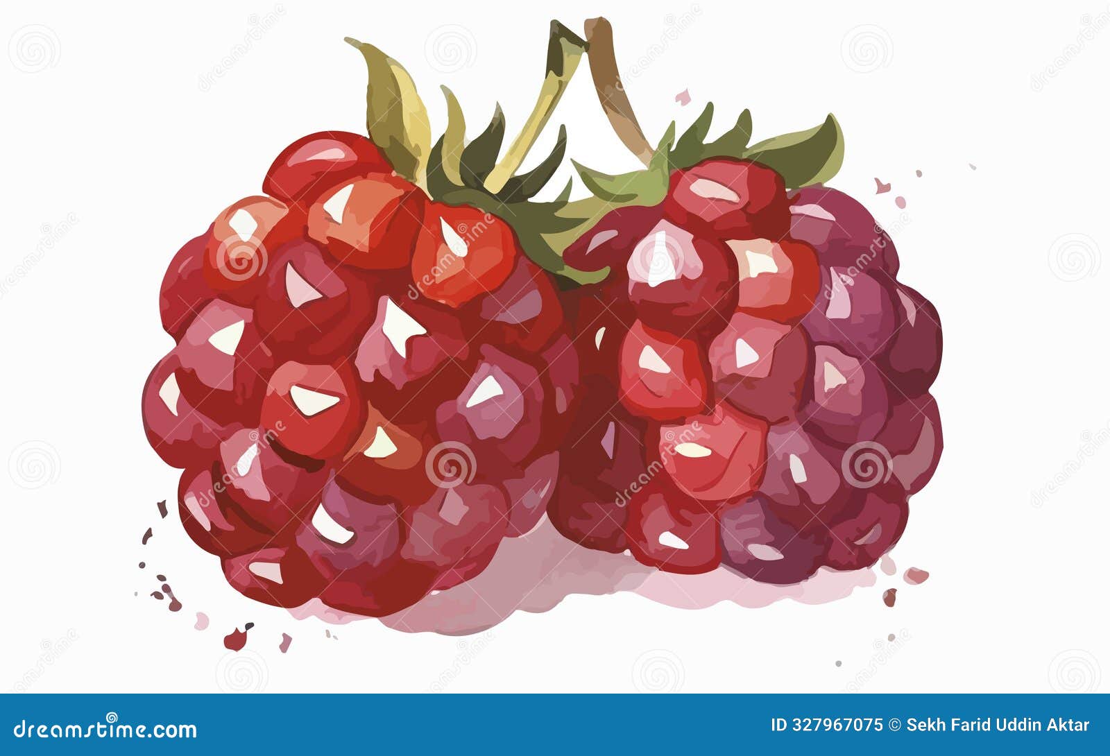 Raspberries Fruits Watercolor Art and Illustration Generative AI Stock ...