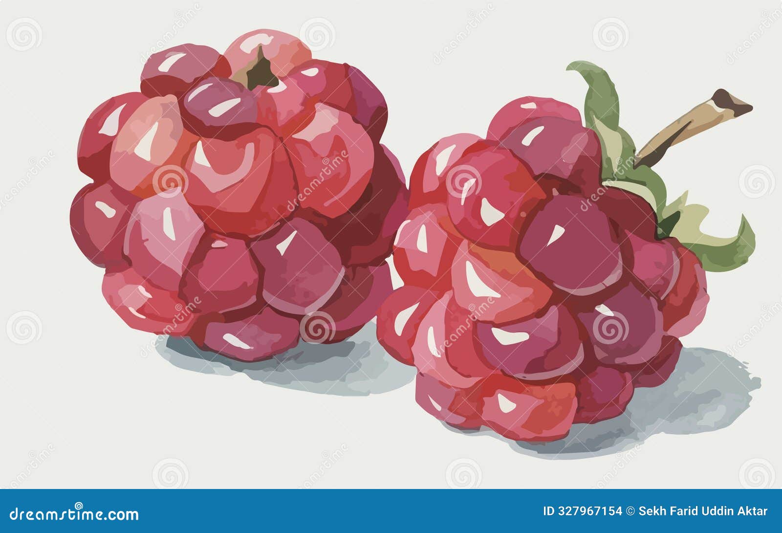 Raspberries Fruits Watercolor Art and Illustration Generative AI Stock ...