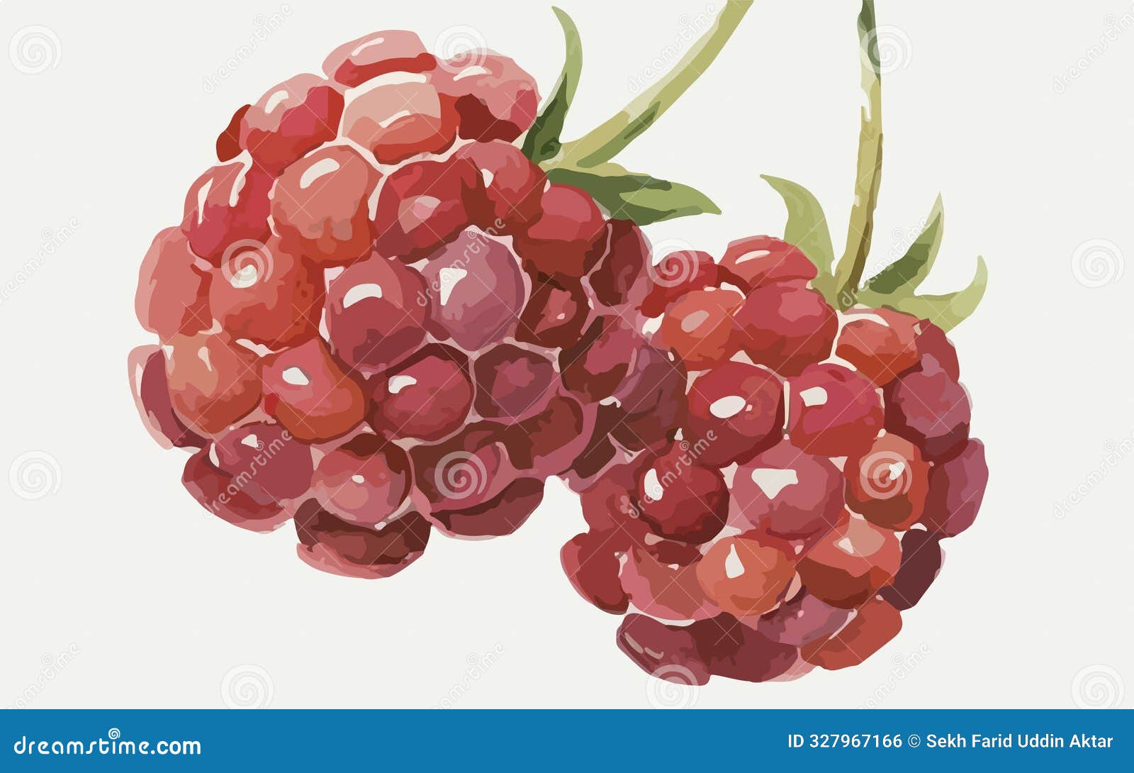 Raspberries Fruits Watercolor Art and Illustration Generative AI Stock ...