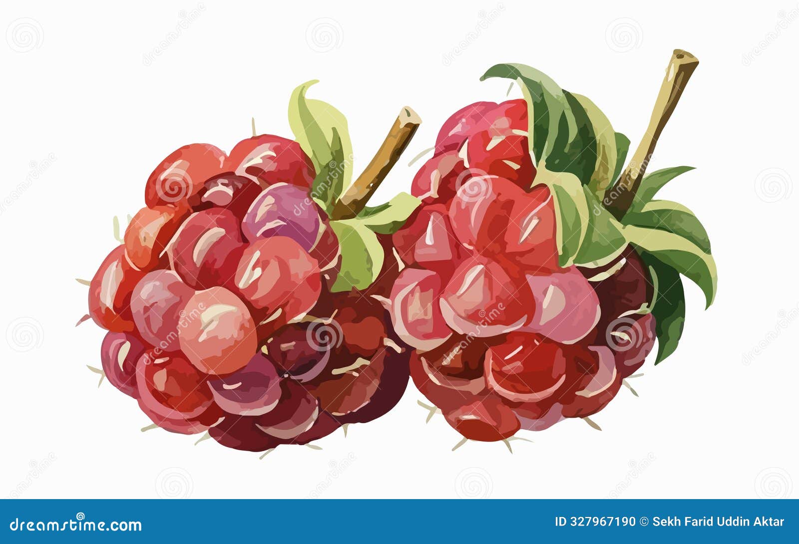 Raspberries Fruits Watercolor Art and Illustration Generative AI Stock ...