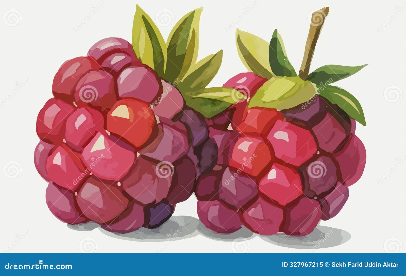 Raspberries Fruits Watercolor Art and Illustration Generative AI Stock ...