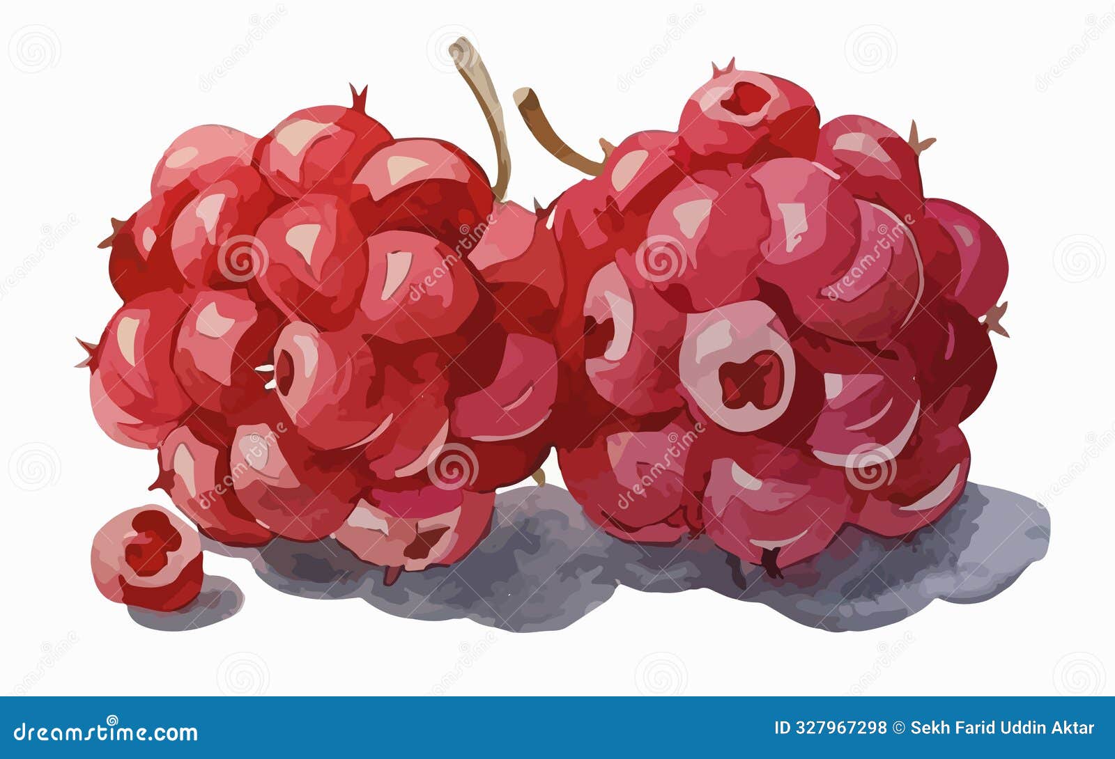 Raspberries Fruits Watercolor Art and Illustration Generative AI Stock ...