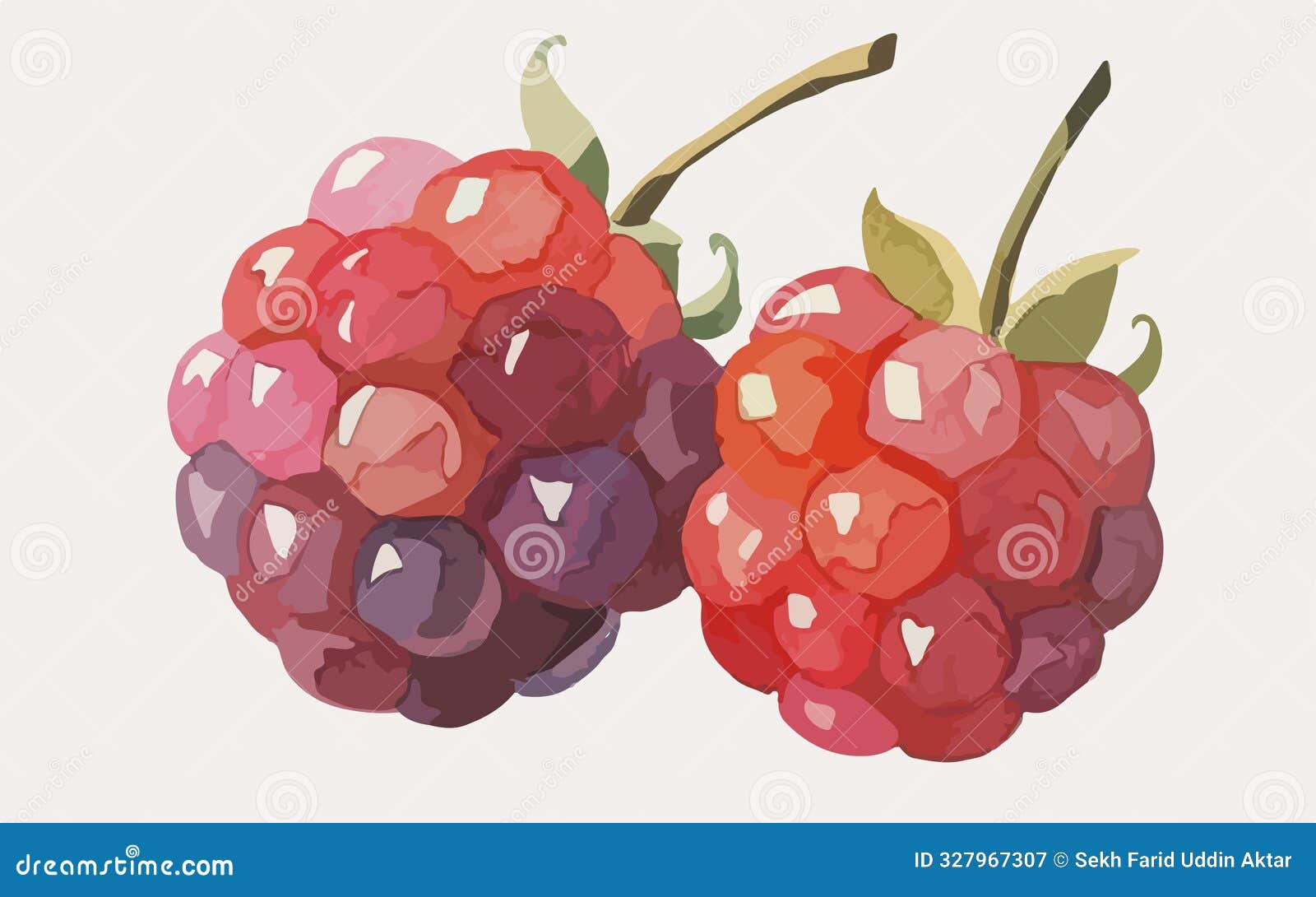 Raspberries Fruits Watercolor Art and Illustration Generative AI Stock ...