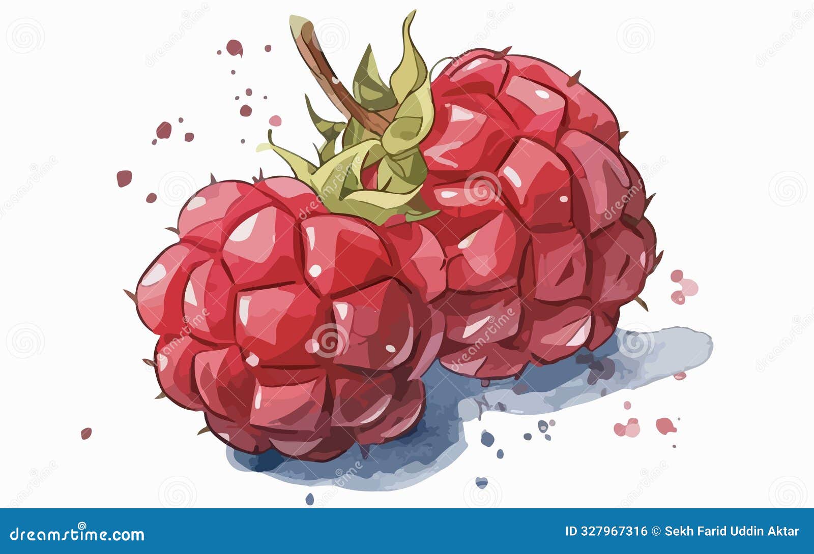Raspberries Fruits Watercolor Art and Illustration Generative AI Stock ...