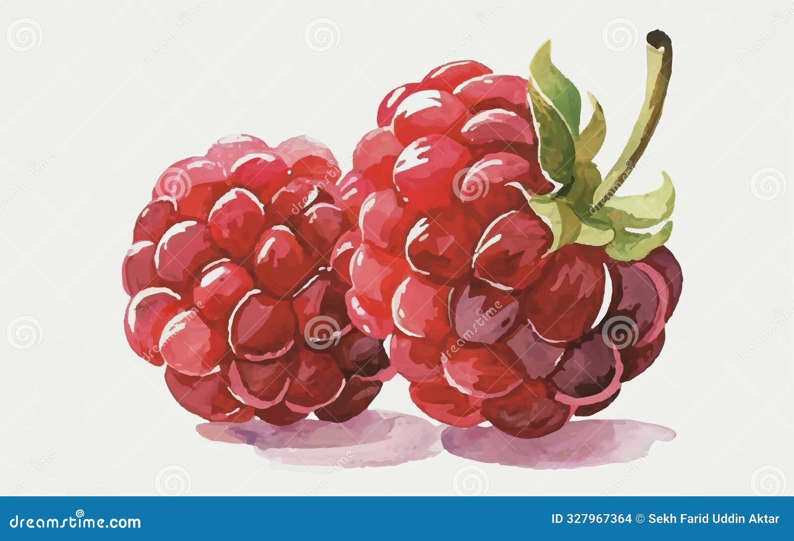 Raspberries Fruits Watercolor Art and Illustration Generative AI Stock ...