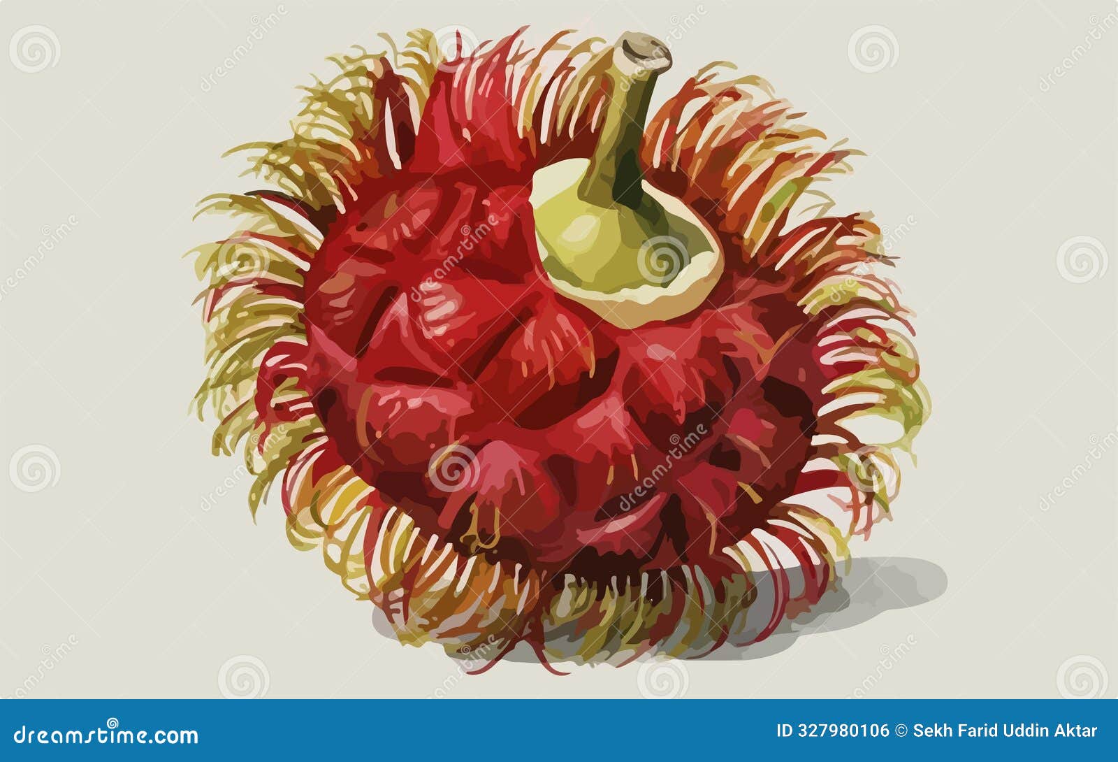 Rambutan Fruit Watercolor Art and Illustration Generative AI Stock ...