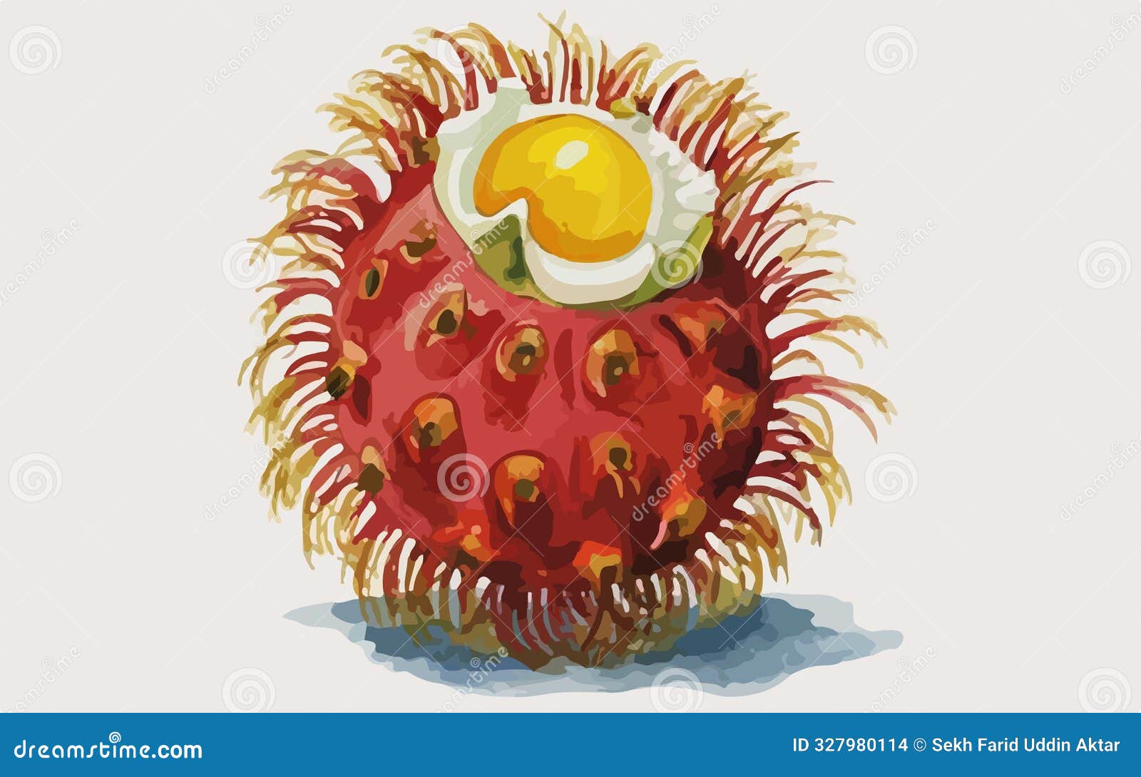 Rambutan Fruit Watercolor Art and Illustration Generative AI Stock ...
