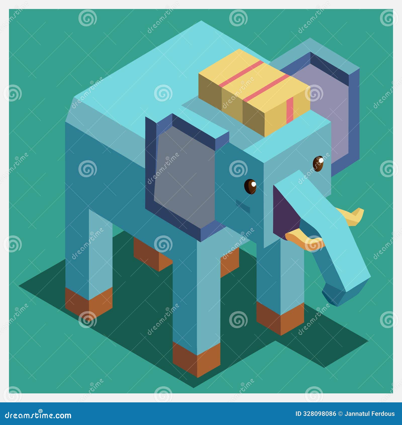 Majestic Elephant Isometric Illustrations: Captivating Art in 3D Stock ...