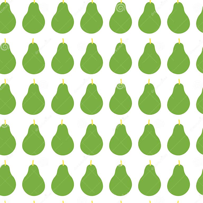Seamless Pattern of Green Pears on White Background Stock Vector ...