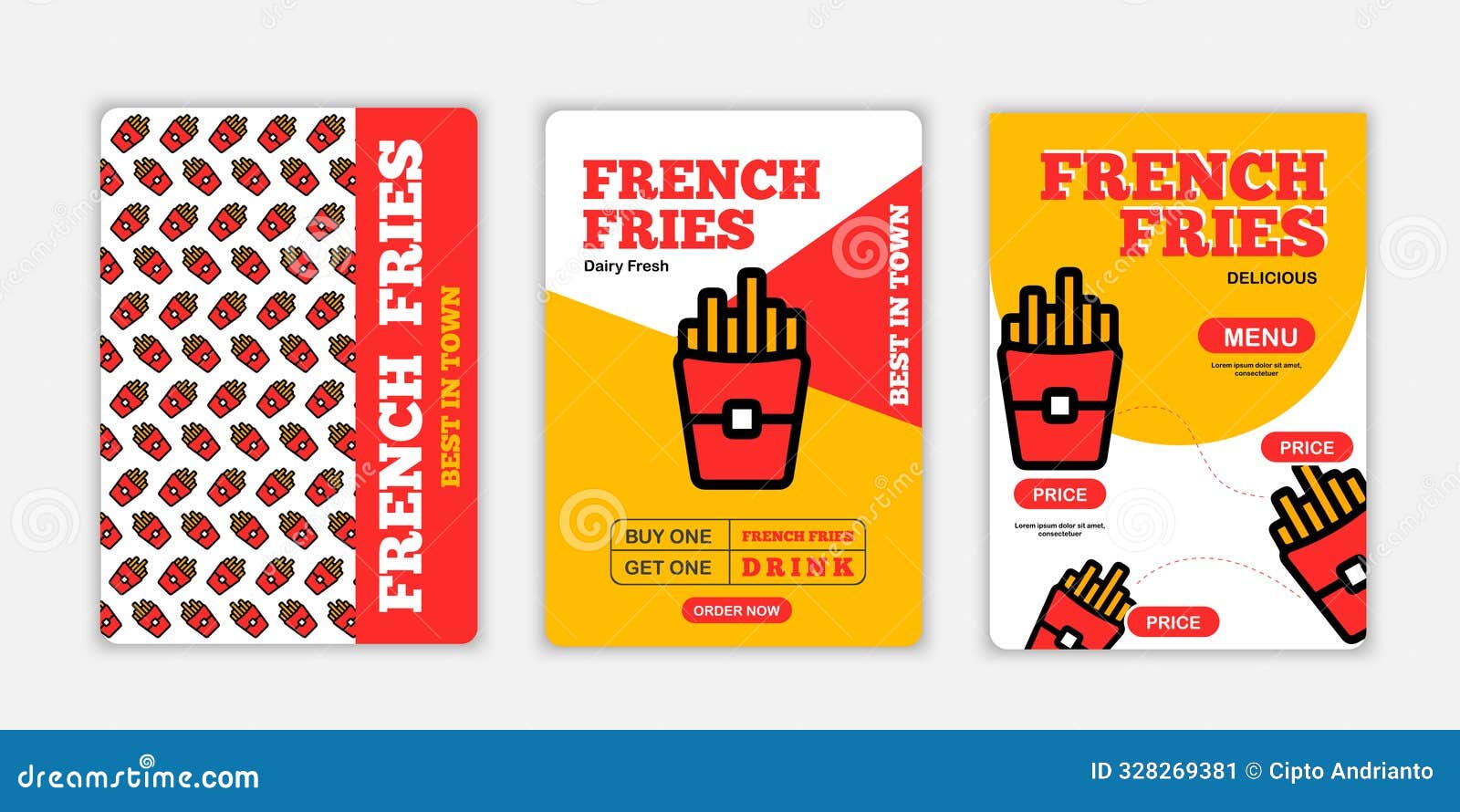 Healthy Fast Food Menu or French Fries Social Media Marketing Banner ...