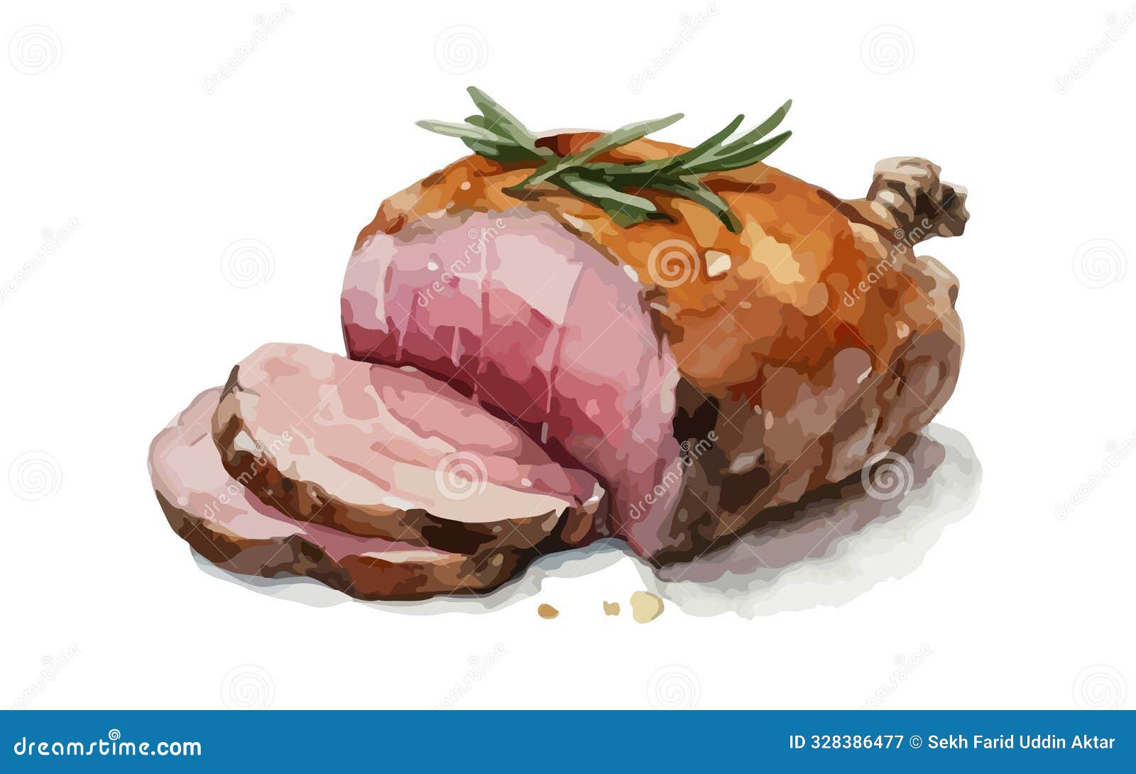 Roast Meat Watercolor Art and Illustration Generative AI Stock ...